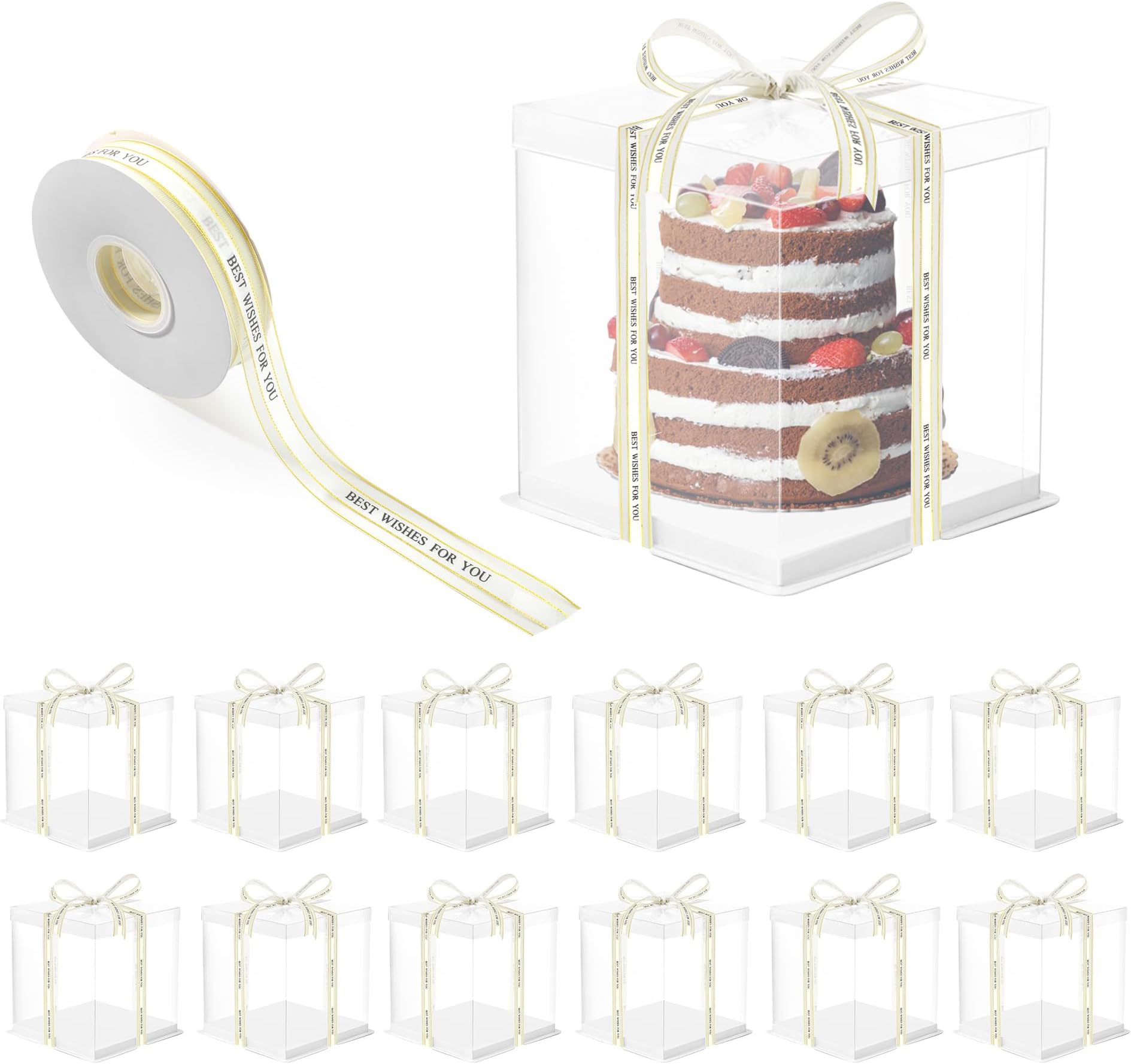 Amazon.com: YEUIKERR 12 Pcs Clear Cake Box 7x7x8 Inch Cake Packaging ...