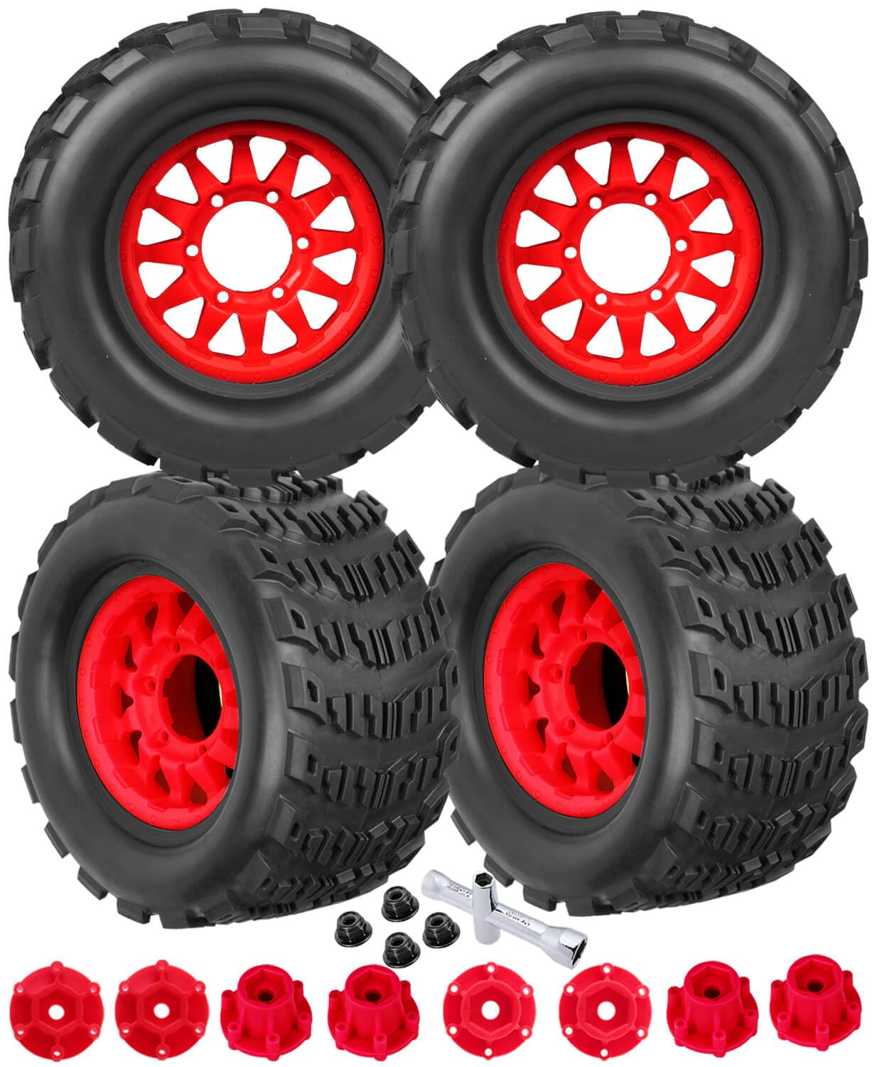 Buy hopsupRC RC 12mm/14mm Truck Wheel Tires for 1/10 Rustler Stampede ...