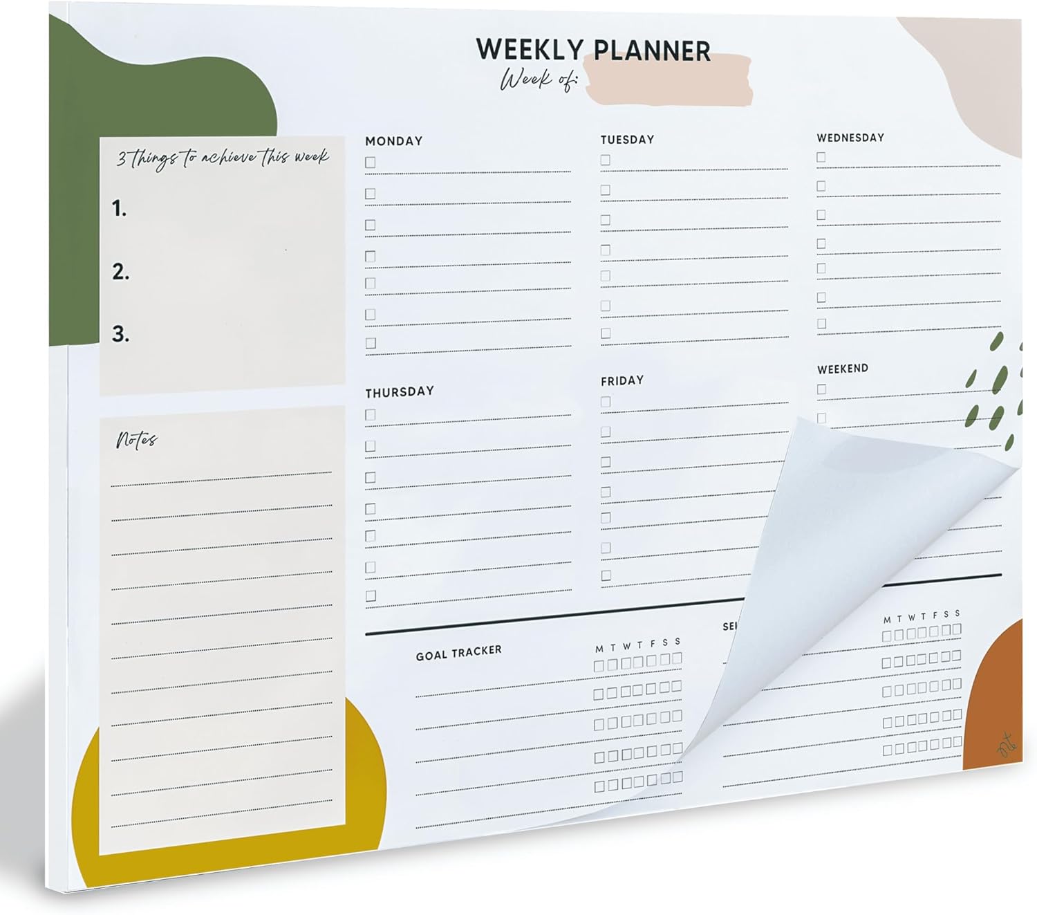 Nook Theory 8.5" x11" Weekly Task Planner Pad Tear Off - 52 Pages ...