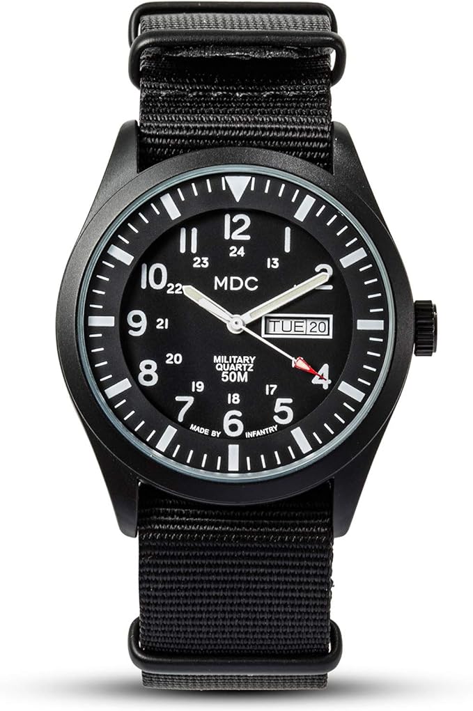 Infantry MDC Mens All Black Military Watch,Gents Analogue Tactical ...
