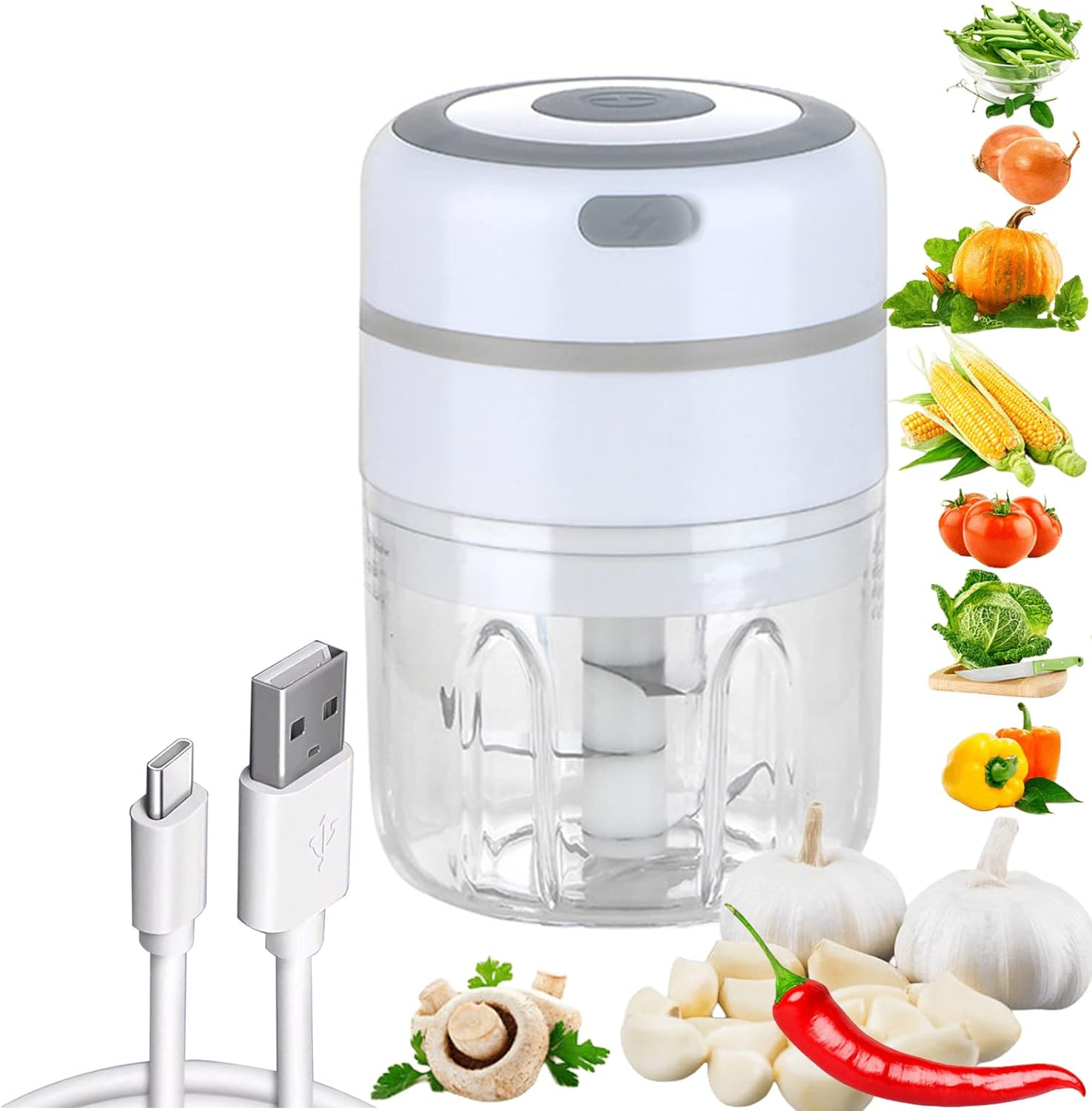 PhantomSky Garlic Chopper Crusher Mini Electric Onion Blender Portable ...