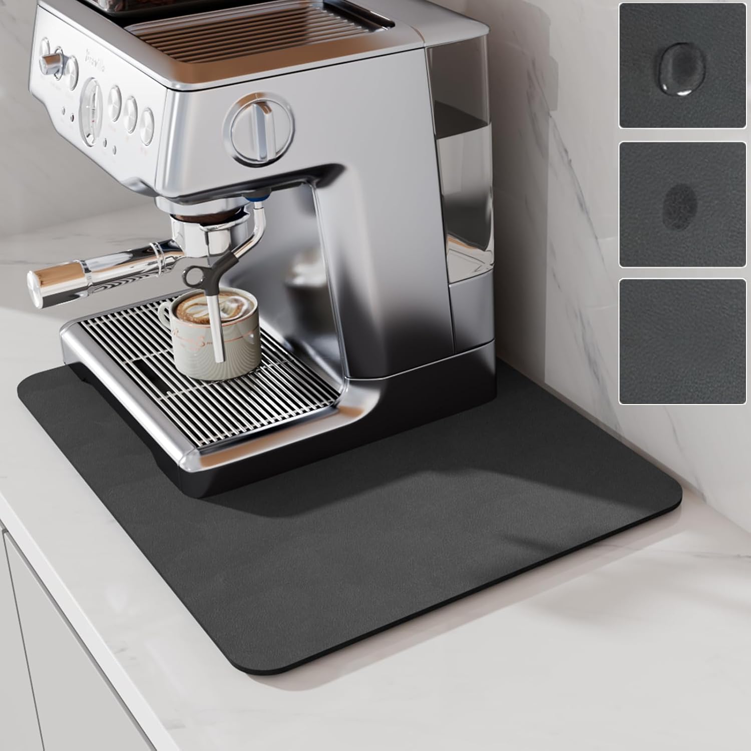 Coffee Mat Hide Stain Rubber, Coffee Maker Mat for Countertops, Backed ...