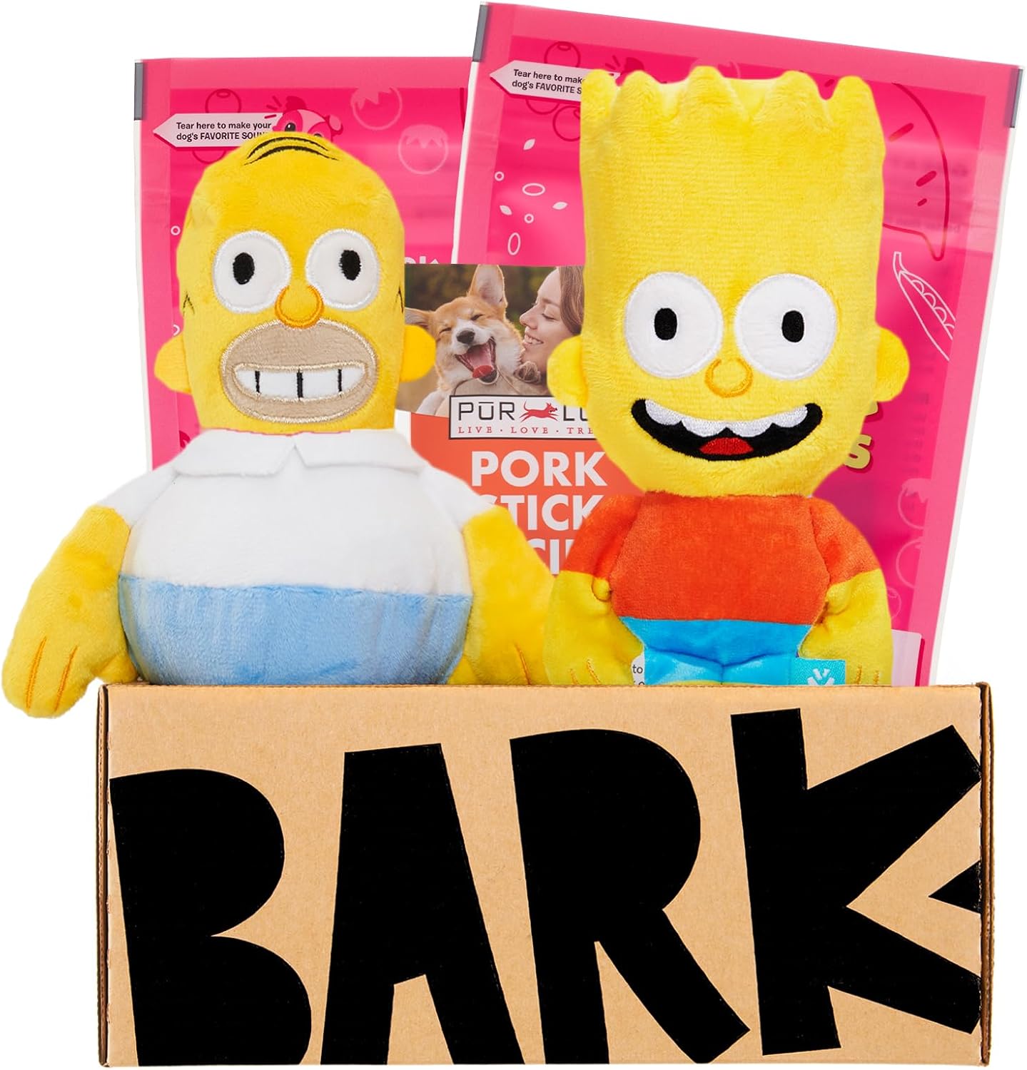 Amazon.com : Barkbox Simpsons Box – 2 Themed Plush Dog Toys, 2 Bags of ...