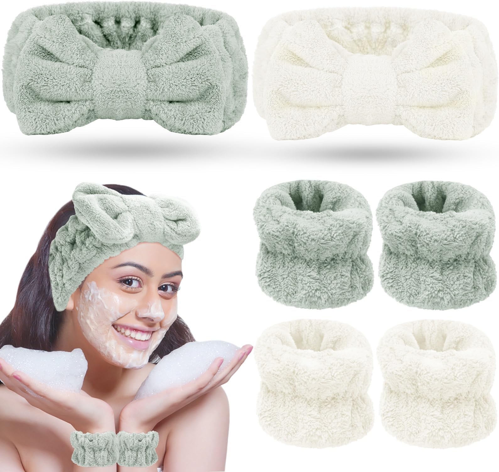 Amazon.com : Pimoys 6 Pieces Spa Headband and Wristband Set, Women’s ...