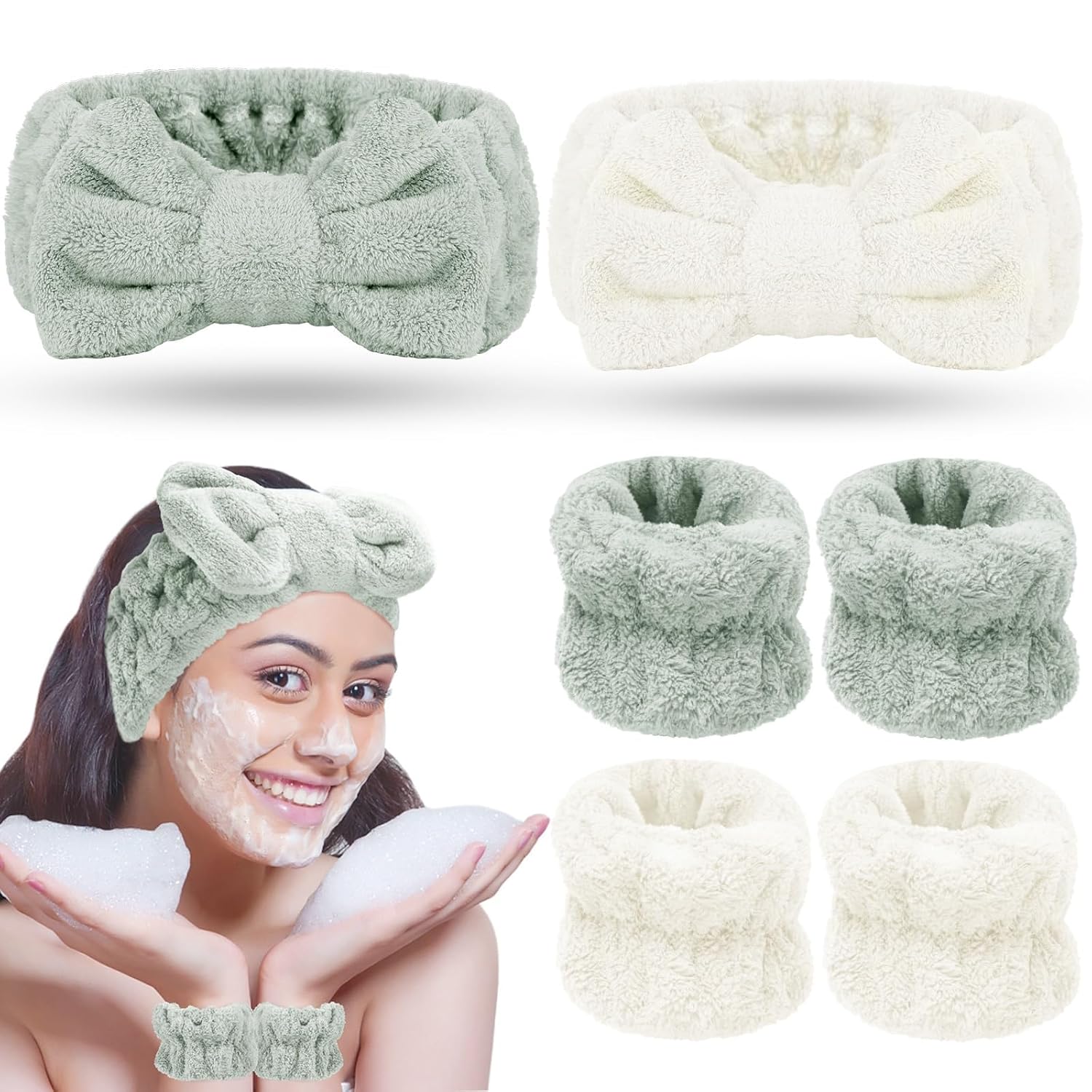 Amazon.com : Pimoys 6 Pieces Spa Headband and Wristband Set, Women’s ...