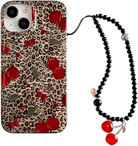 Amazon.com: aaknhen Leopard Cherry Phone Case Compatible for iPhone 13/14,Trendy Cherries ...