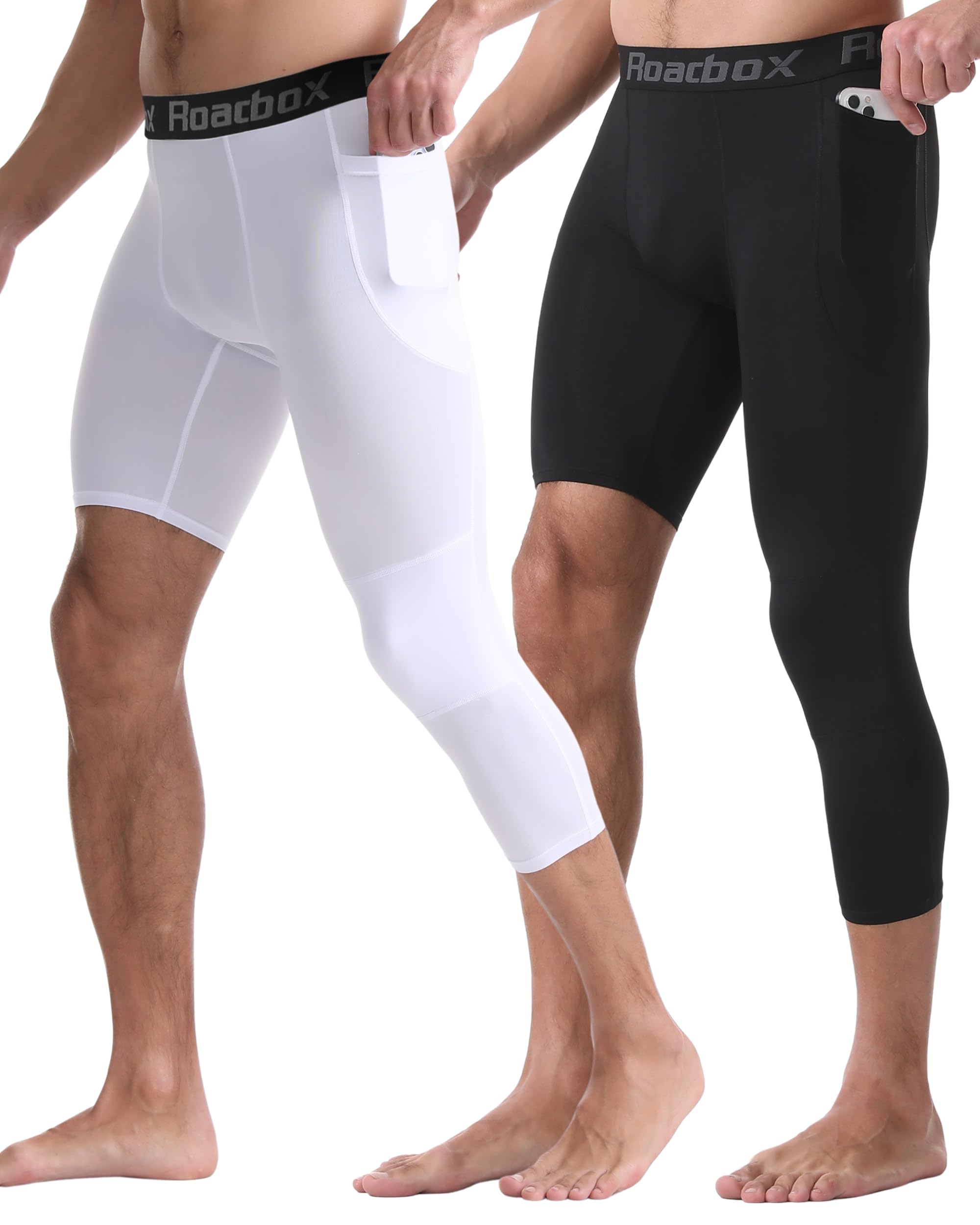 Snapklik.com : Roadbox Mens One Leg Compression Pants, 3/4 Single Leg ...