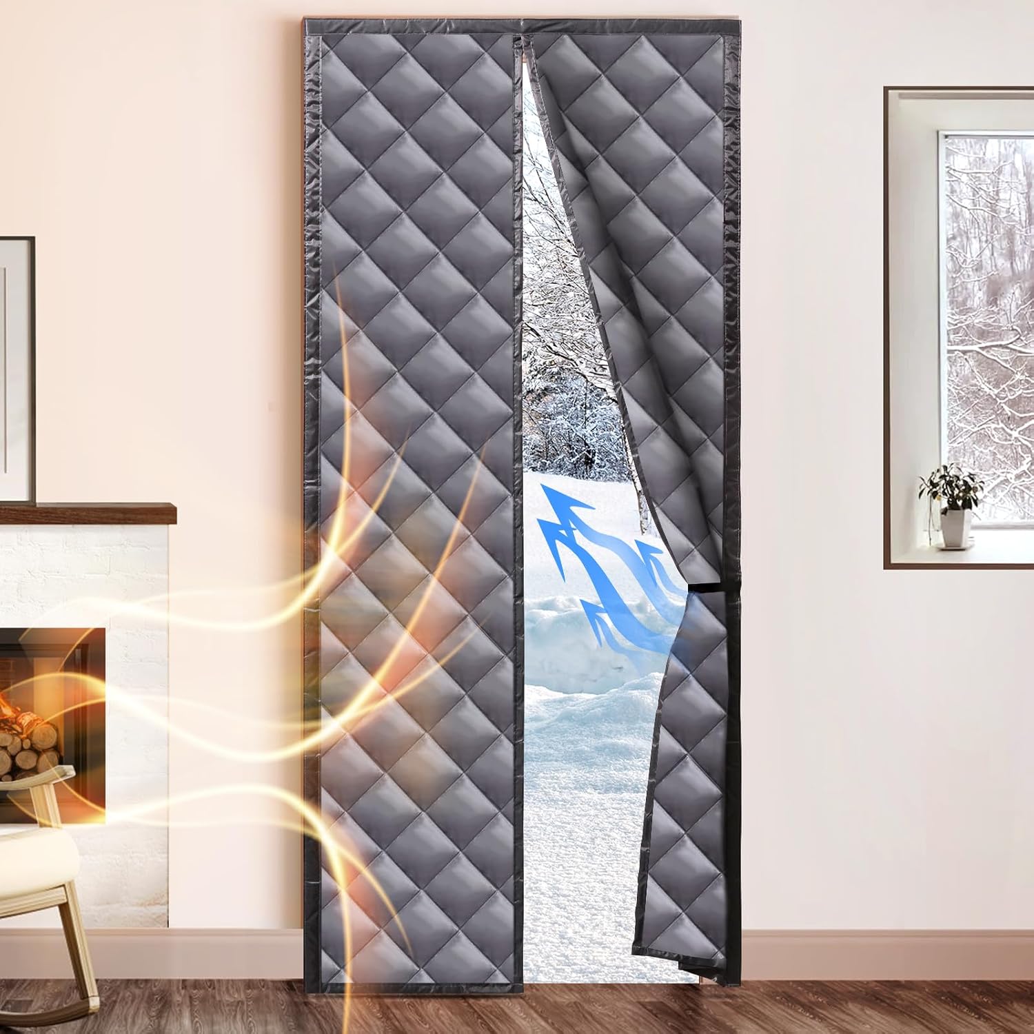 LADER Magnetic Thermal Insulated Door Curtain,Filled with Thickened ...