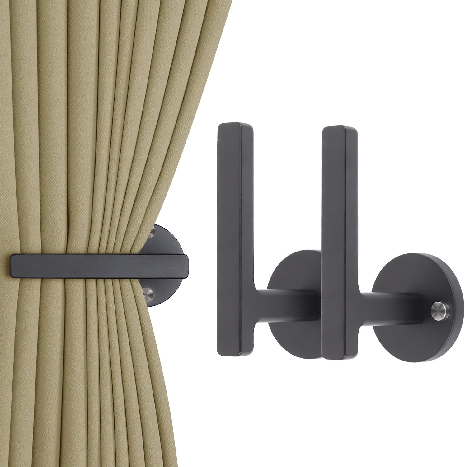 Amazon.com: OCIOLI 2 Pack Adhesive Curtain Holdbacks Adhesive/Screw-in ...