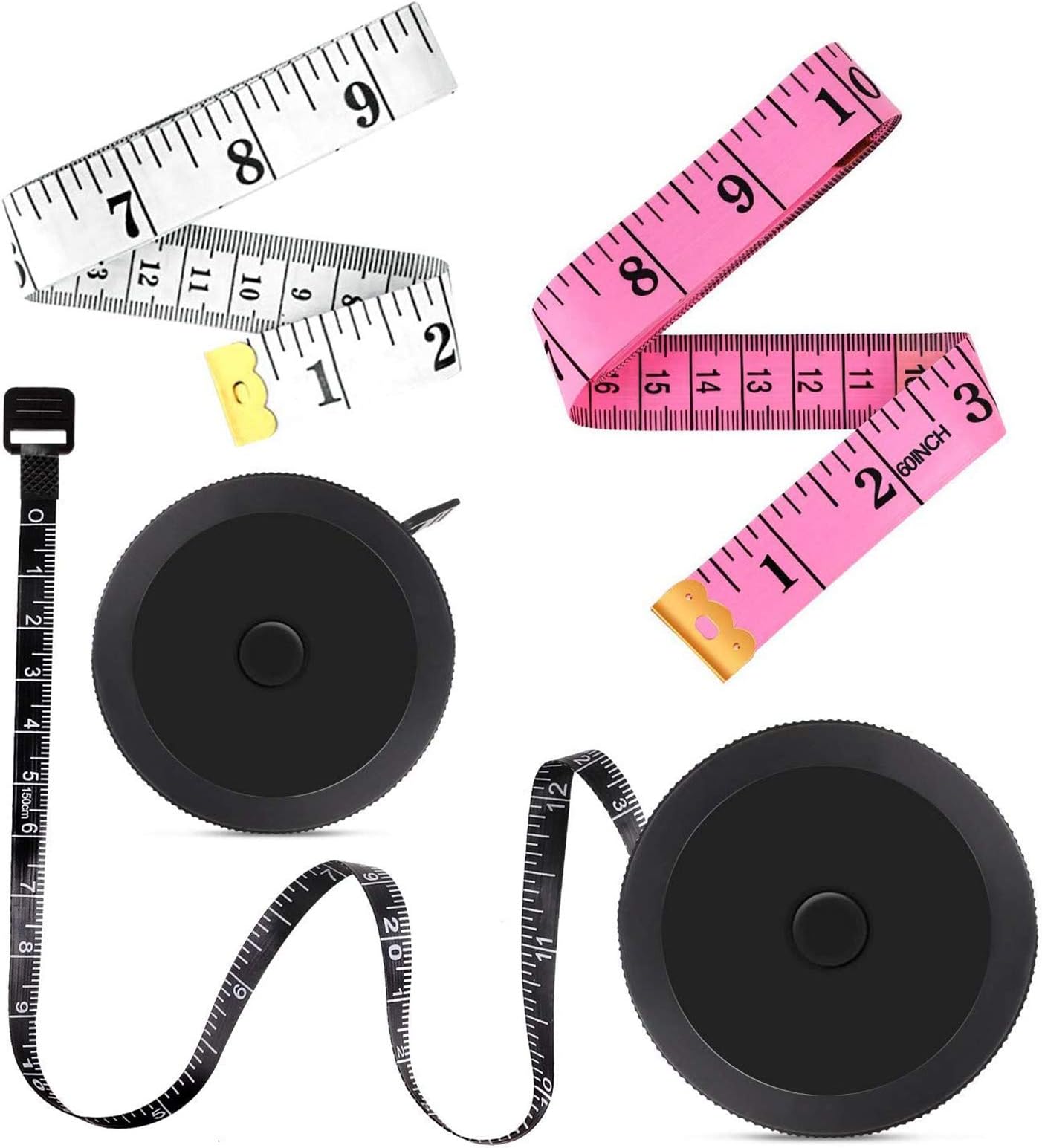 2 Pack Soft Tape Measure Body Measuring Tape Retractable Fabric ...