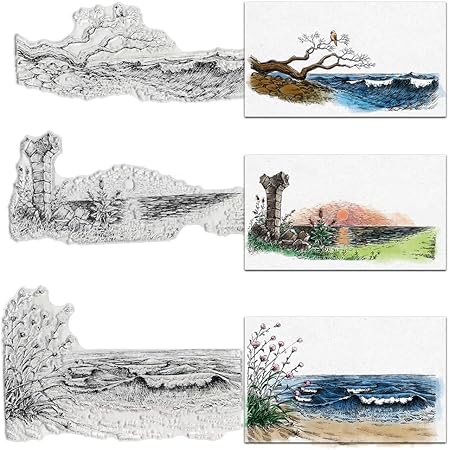 Amazon.com: 3 PCS Natural Scenery Clear Stamps for Card Making and ...