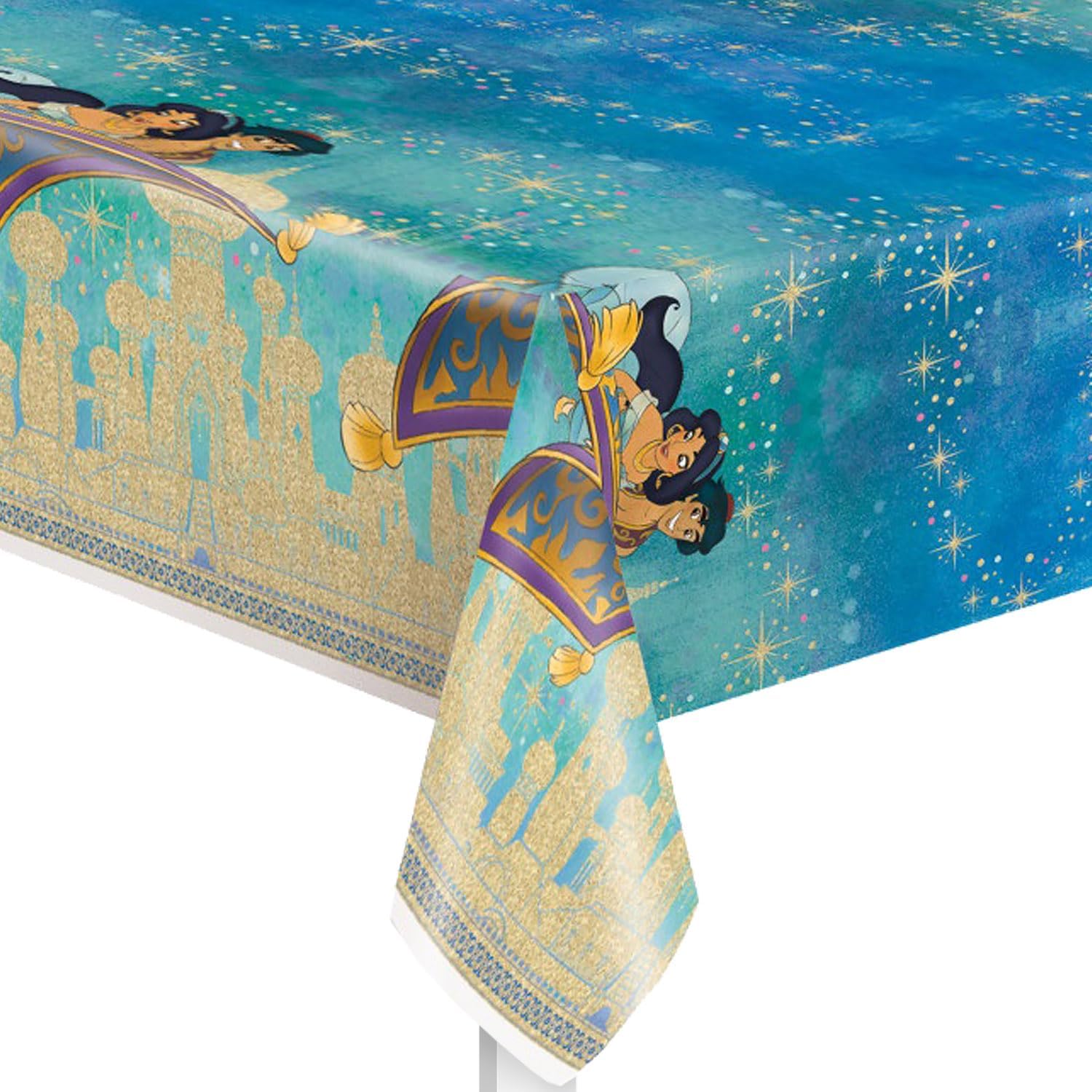 Amazon.com: Multicolor Plastic Disney Aladdin Rectangular Table Cover ...