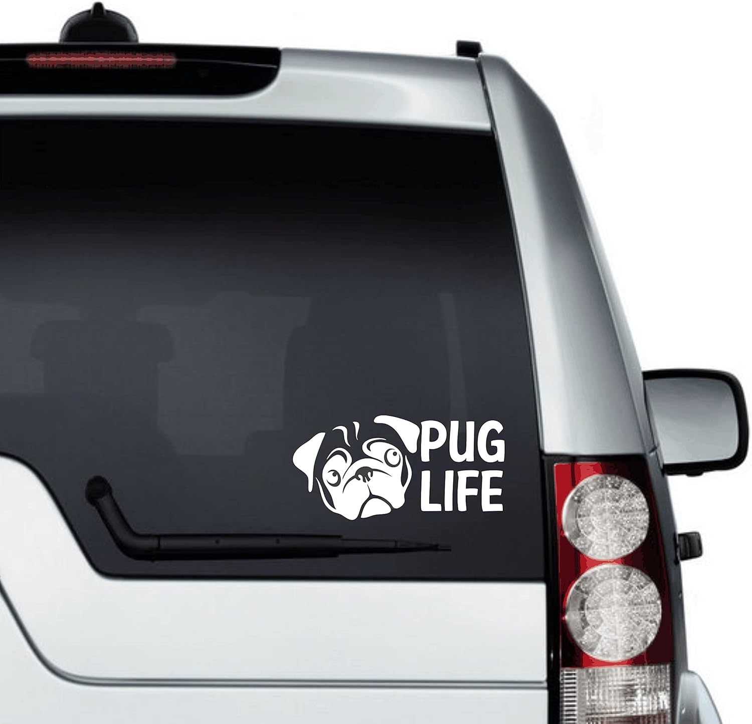 Pug Life Sticker Pug Owners Decal White : Amazon.co.uk: Automotive