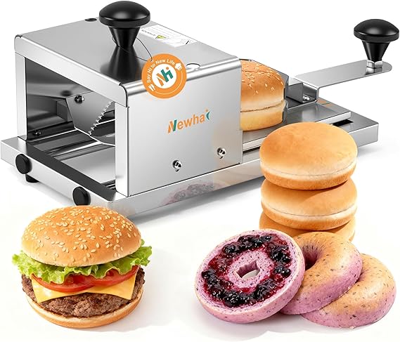 Amazon.com: Newhai Commercial Bagel Slicer Manual Hamburger Bun Cutter ...