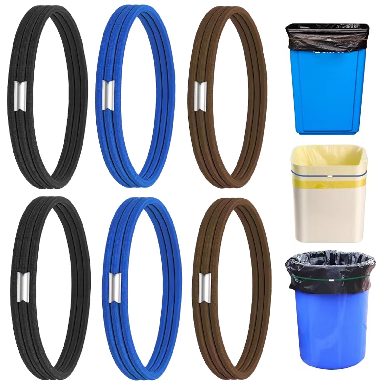 Amazon.com: 6pcs Trash Can Bands, Black, Blue, Brown fits for 13 to 30 ...