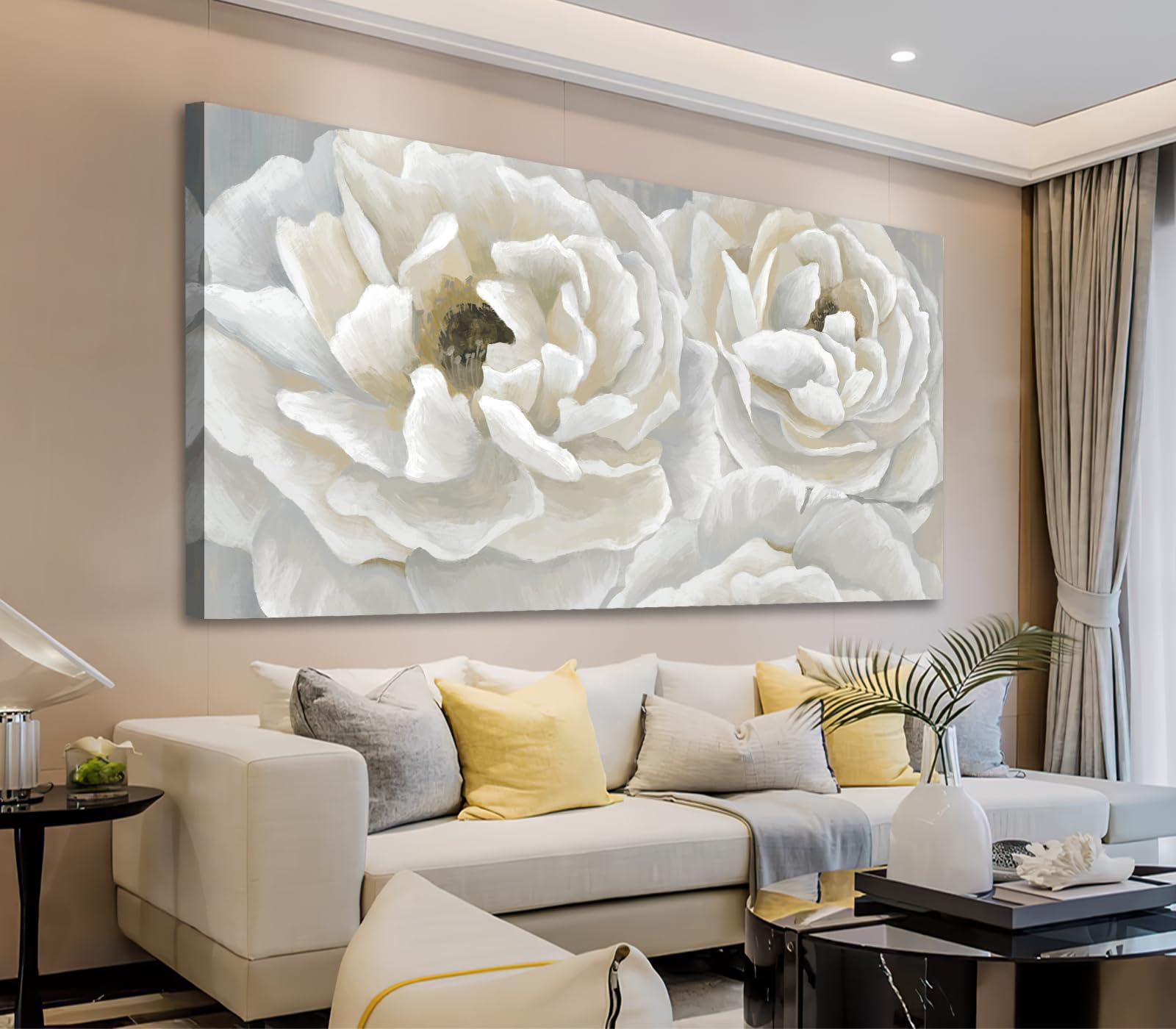Amazon.com: arteWOODS Cream White Flowers Wall Art - Soft Peony ...