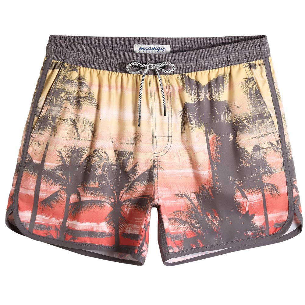 maamgic Mens Boys Short 80s 90s Vintage Swim Trunks with Mesh Lining ...
