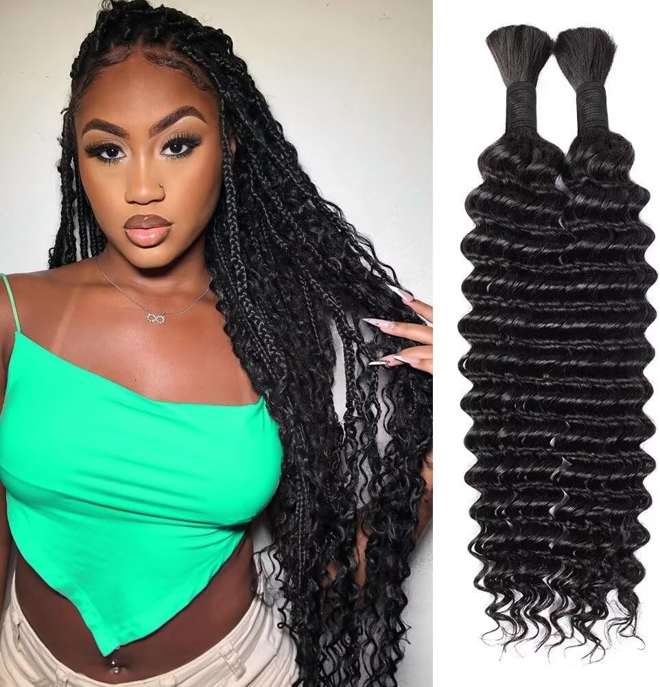 Amazon.com : 22 Inch Curly Human Hair Braiding Hair Wet and Wavy Water ...