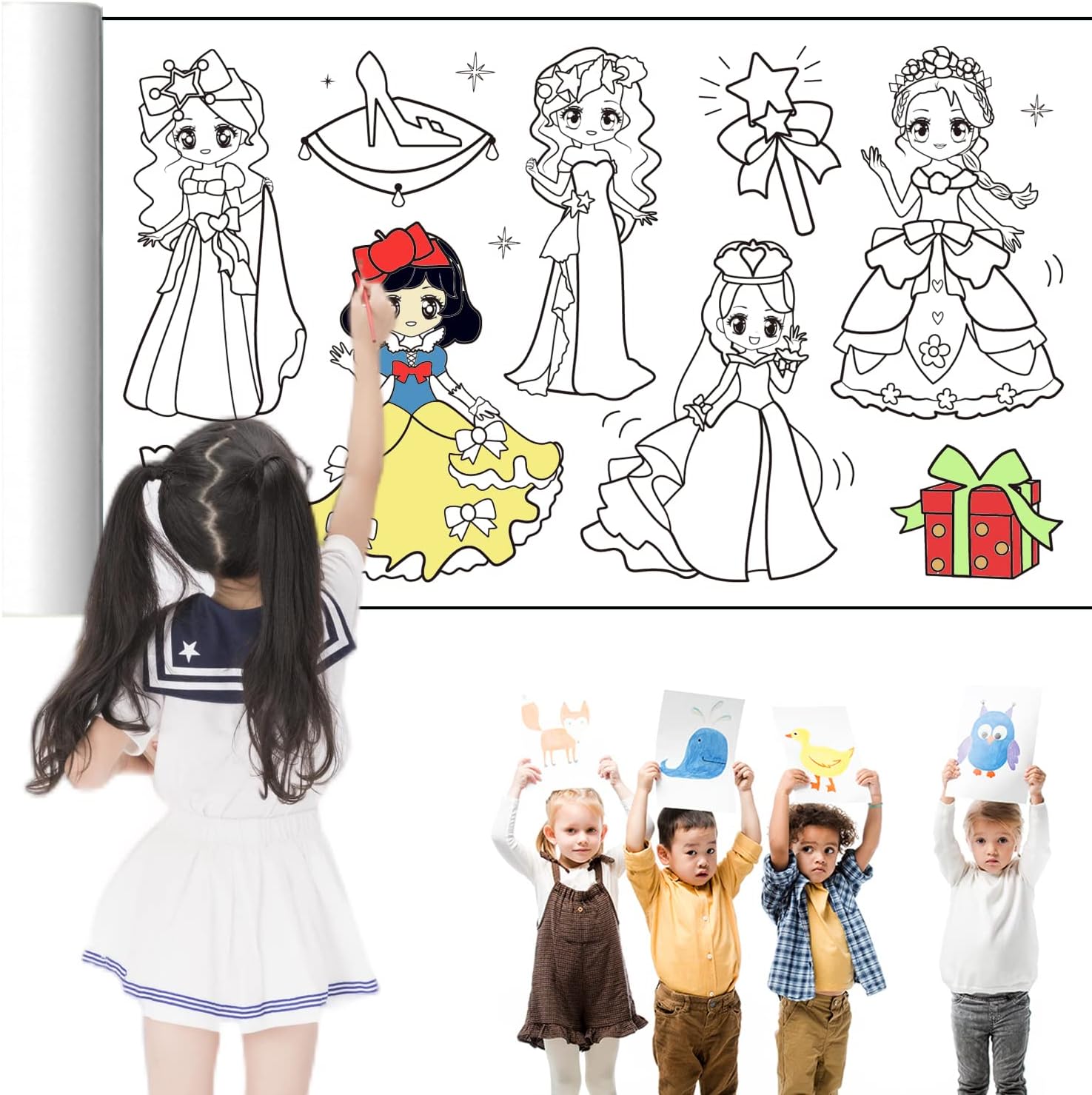 Amazon.com: MAGIDOVE Children Drawing Paper Roll 120in Kids Drawing ...