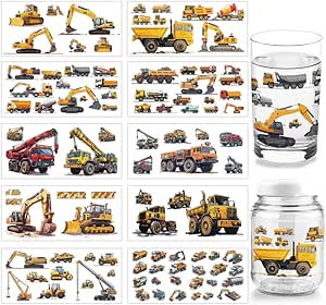 arricraft 10 Sheets Construction Vehicles UV DTF Cup Wrap for 16OZ ...