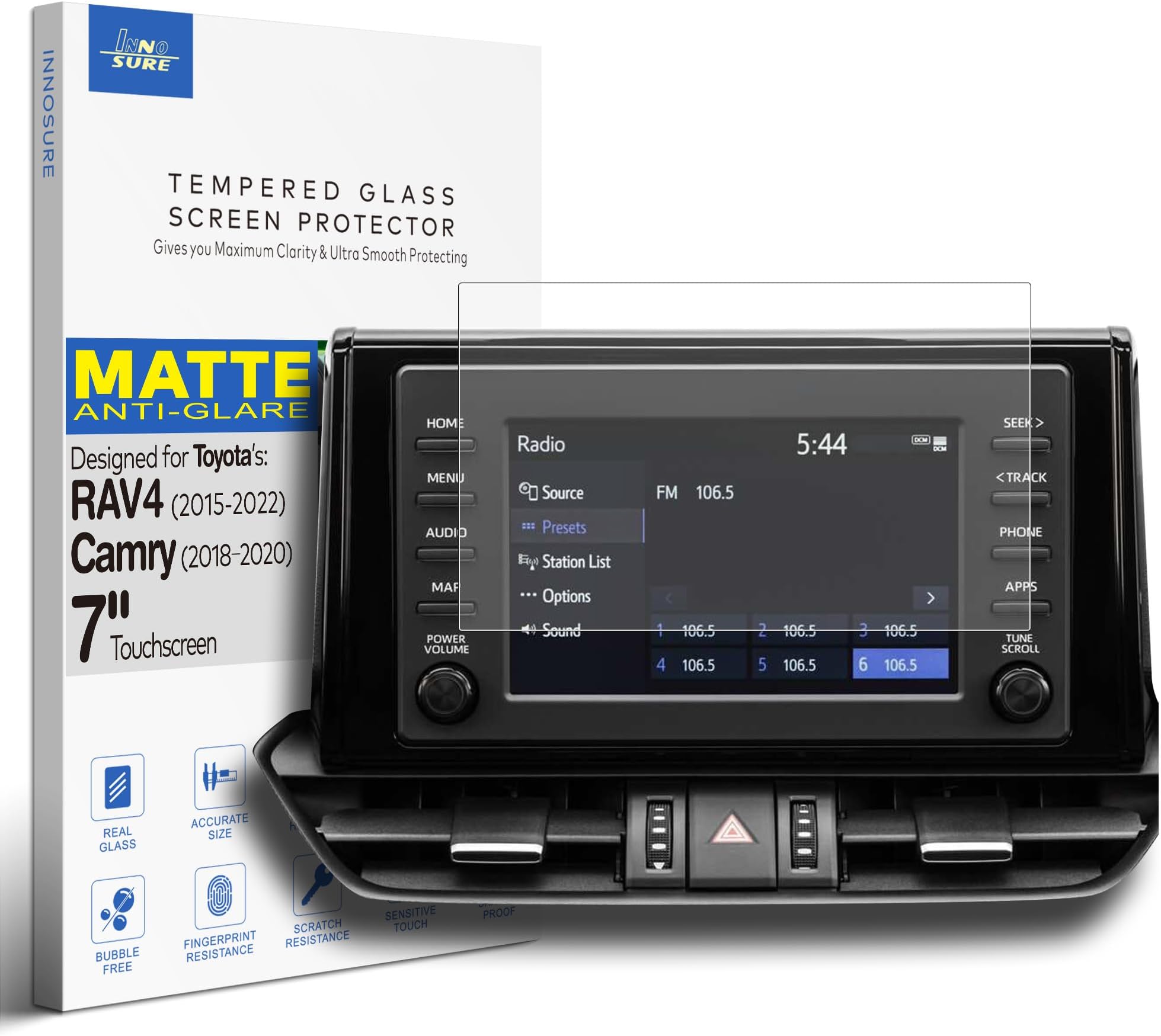 Amazon.com: INNOSURE Premium Glass Screen Protector for Toyota RAV4 ...