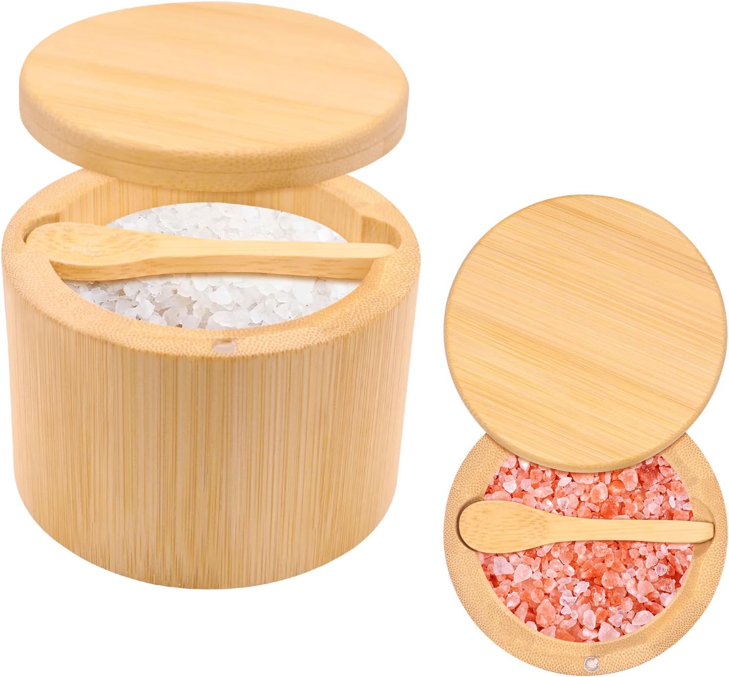 Amazon.com: Perfekitsup 2 Pcs Bamboo Salt Cellar with lid,Spice Box ...