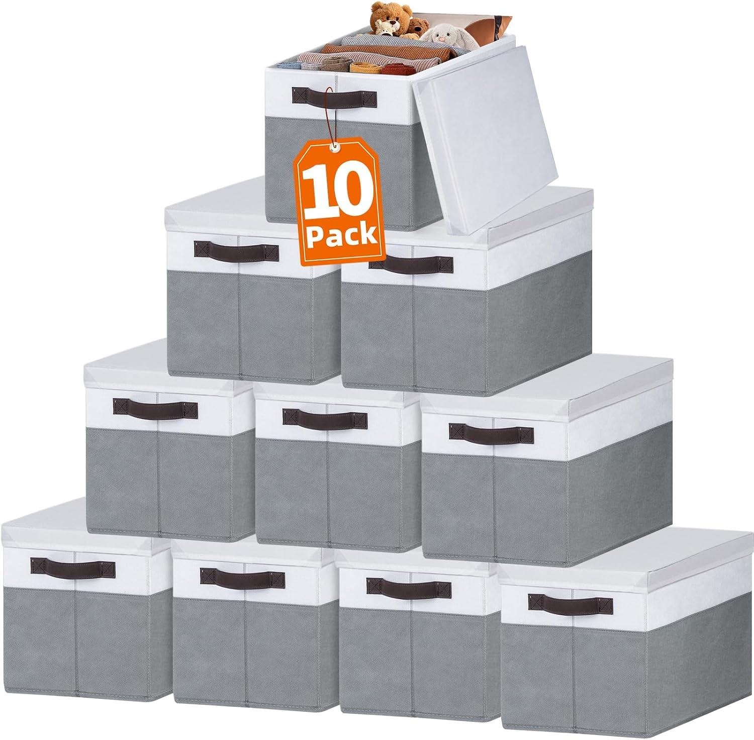 Amazon.com - Criusia 10 Pack Large Storage Bins with Lids - 23 QT ...