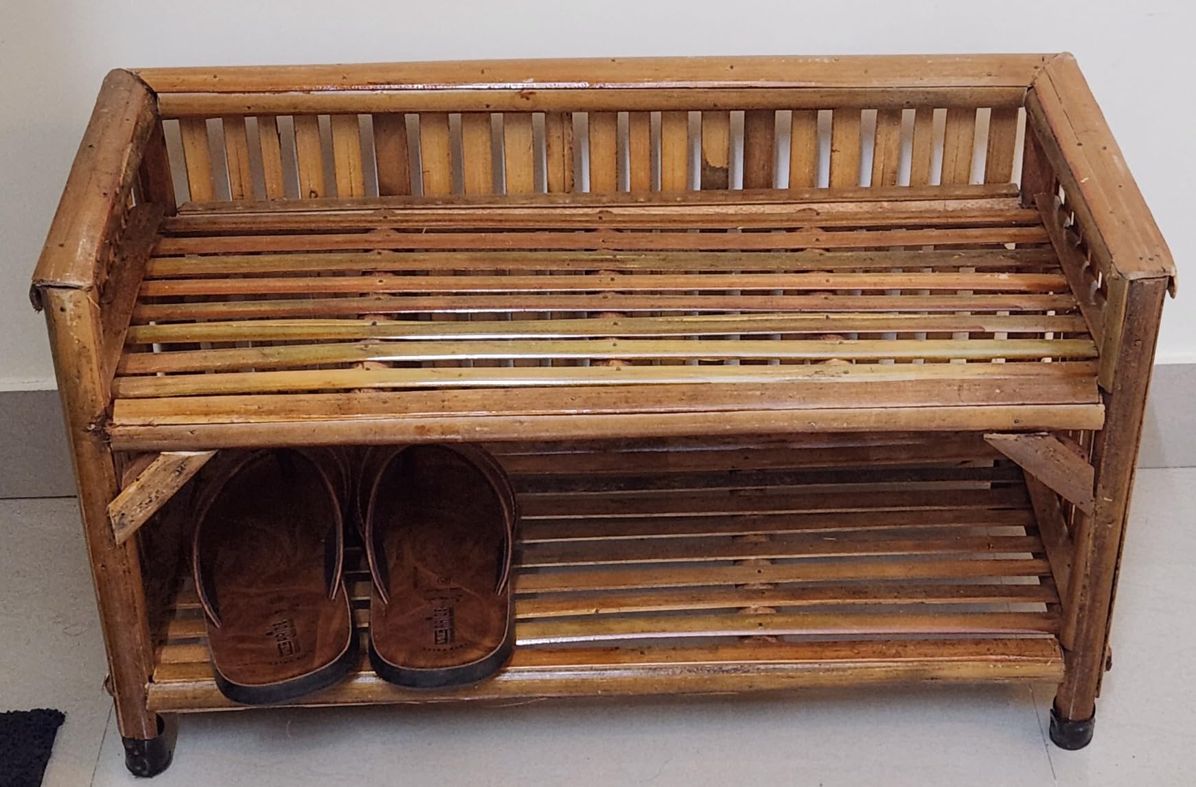 Swadeshi Bamboo Handmade Bamboo Cane Strong Shoe Rack 2-tair shelf ...