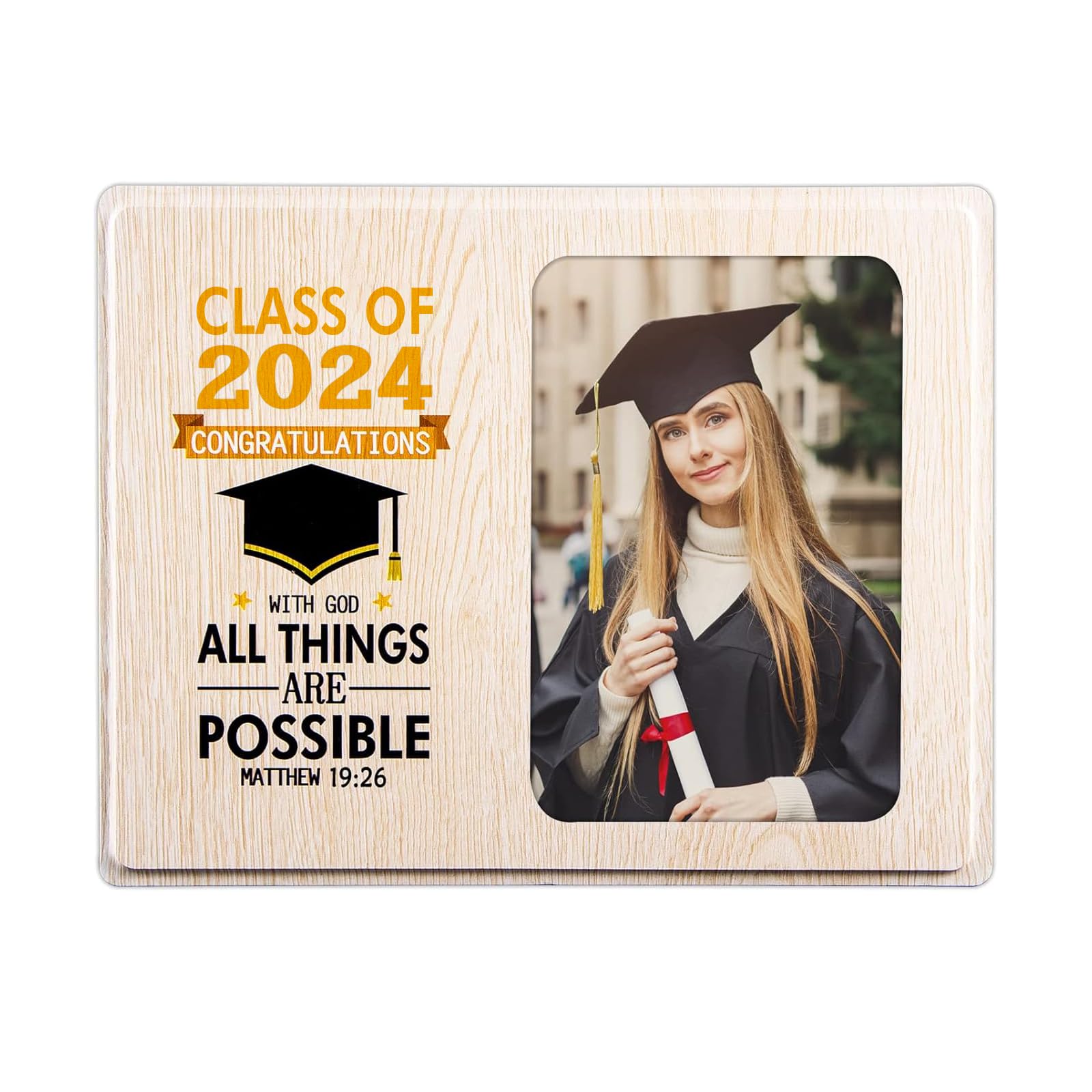Buy FLYAB Inspirational Graduation Picture Frame, Wood Class of 2024 ...