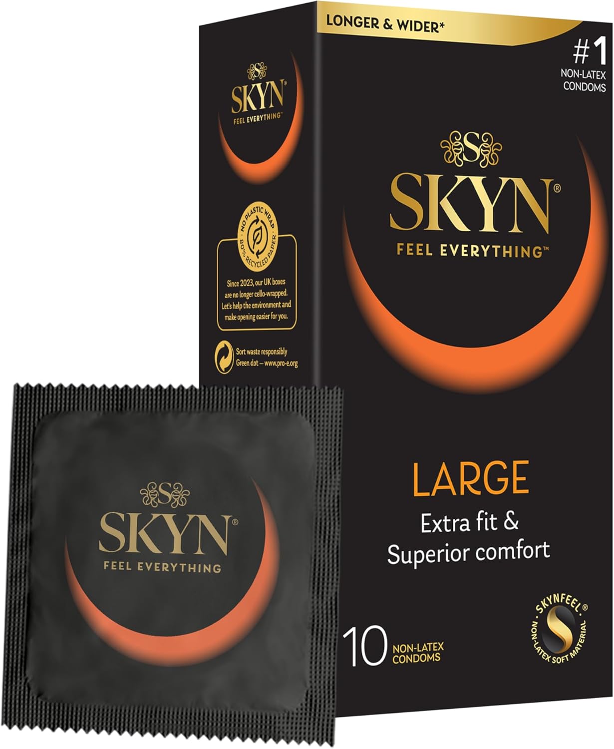 SKYN Large Condoms Pack of 10 SKYNFEEL Latex Free Condoms for Men ...