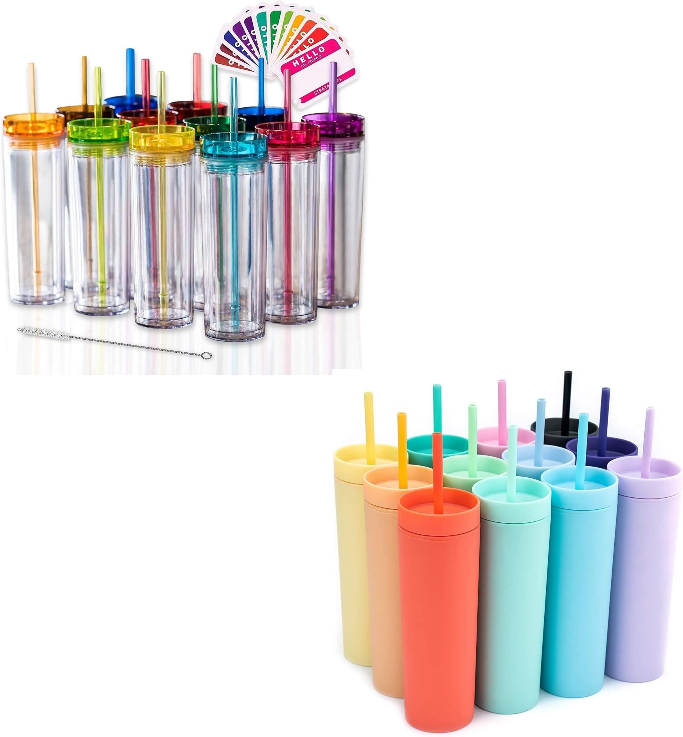 Amazon.com | Colorful Stackable Acrylic Tumblers - Set of 8: Plastic ...