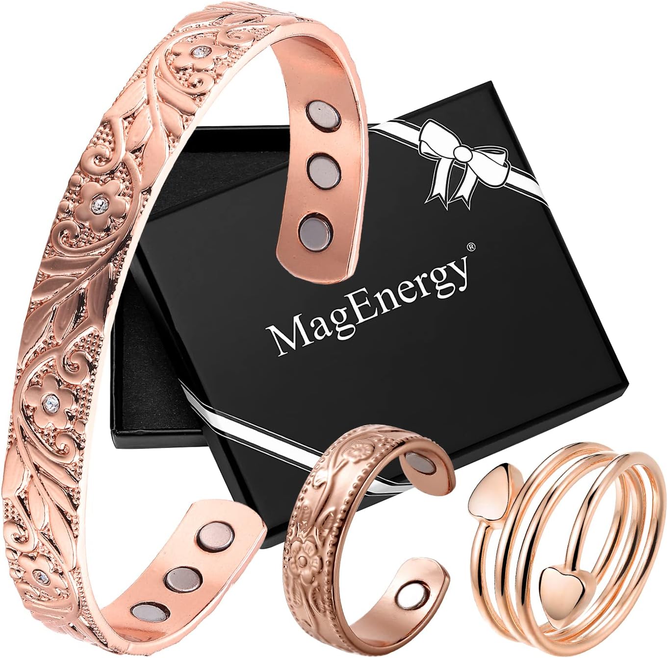 Amazon.com: MagEnergy Women's Pure Copper Magnetic Healing Bracelet ...