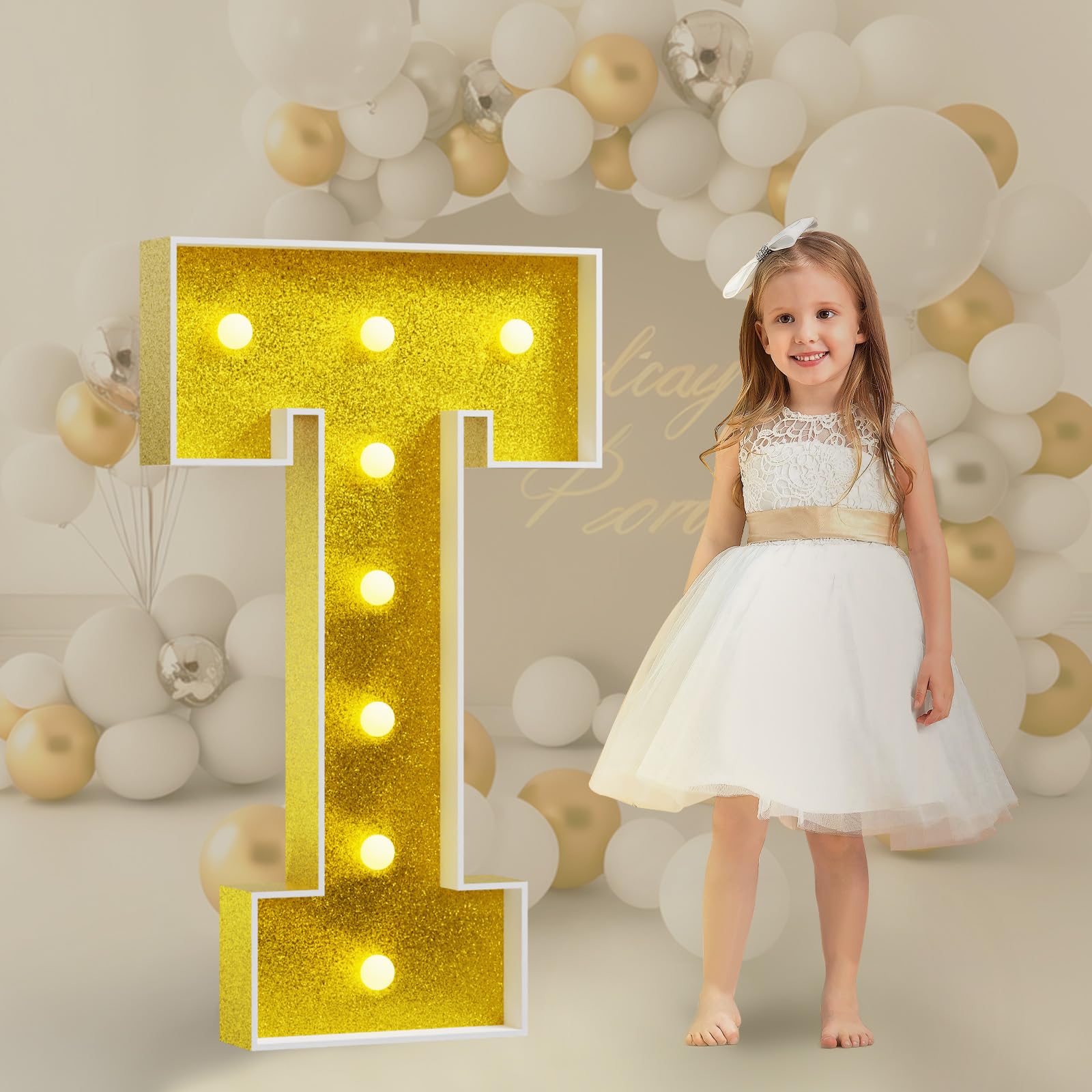 Snapklik.com : Imprsv 3FT Marquee Light Up Letters - Gold Party ...