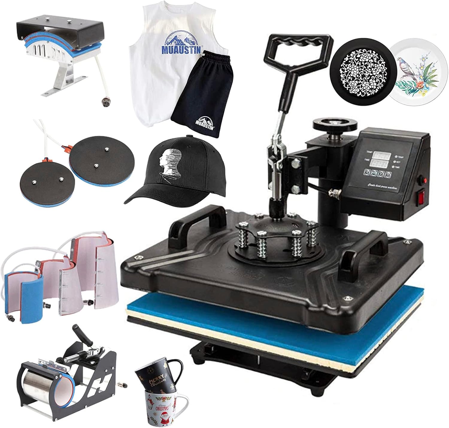 Amazon.com: Heat Press 8 in 1 29x38 cm/12x15 inch Digital Heat Press ...