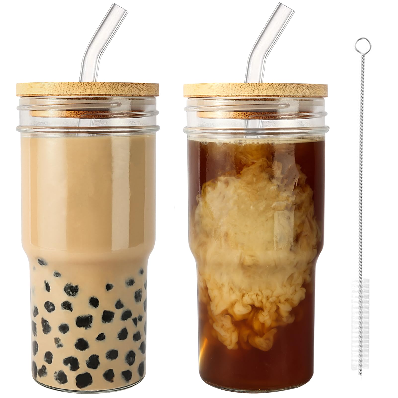 Amazon.com | Xeiwagoo 24oz Reusable Smoothie Tumbler Glass Bubble Tea ...