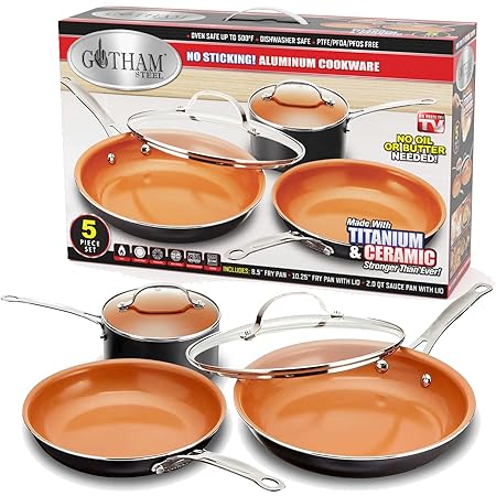 Amazon.com: GOTHAM STEEL Frying Pan Set, 3 Piece Nonstick Copper Fry ...