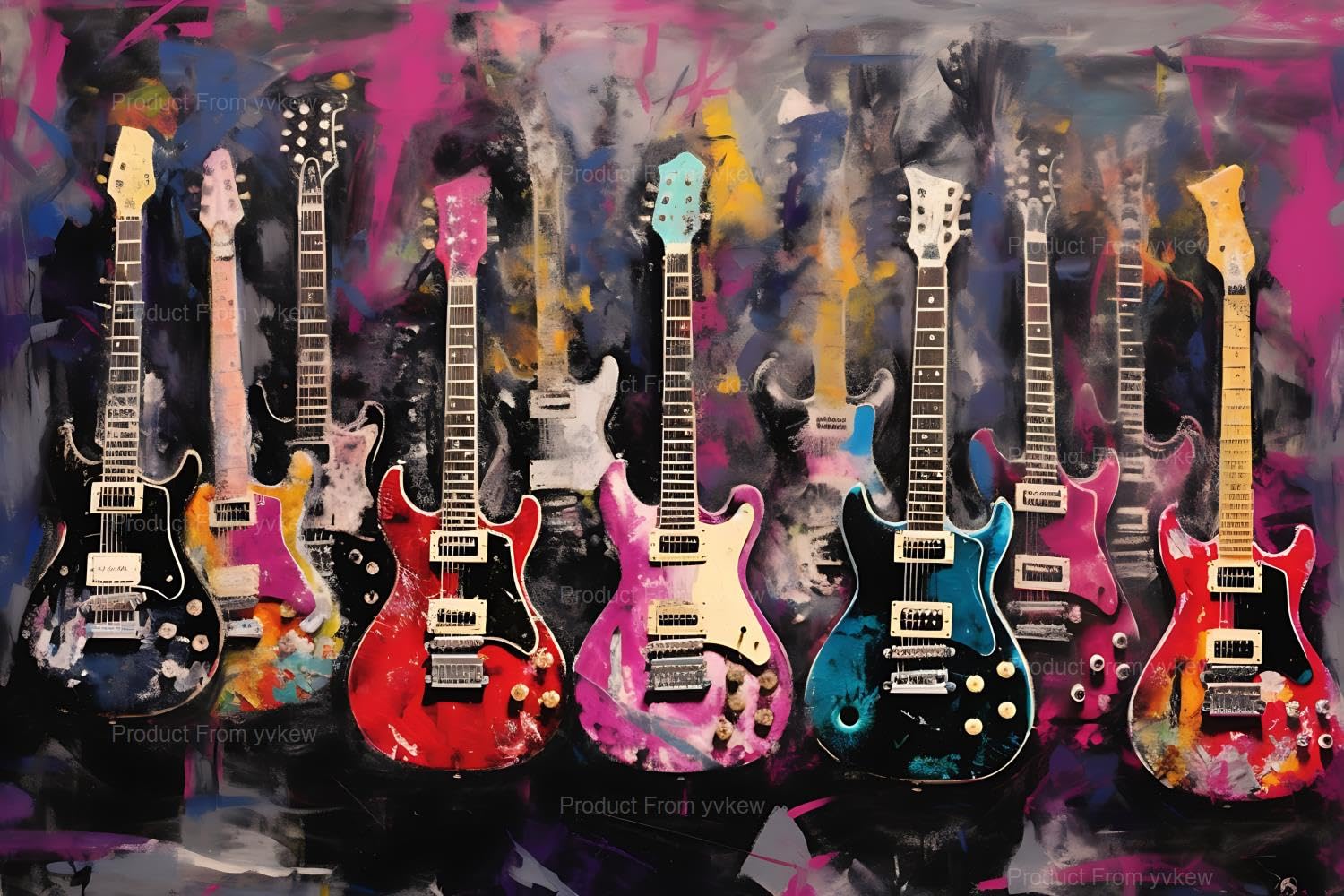 Amazon.com: yvkew Music Diamond Painting Kits Electric Guitars in ...