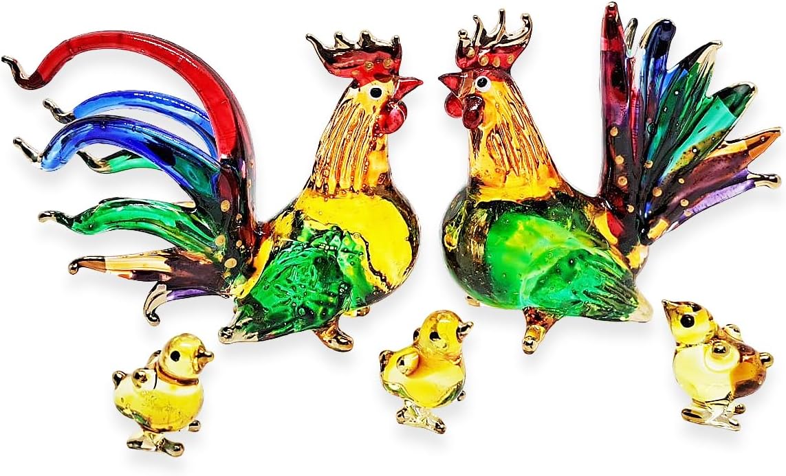 Amazon.com: WitnyStore Tiny 2¼" Rainbow Multicolor Chicken Family ...