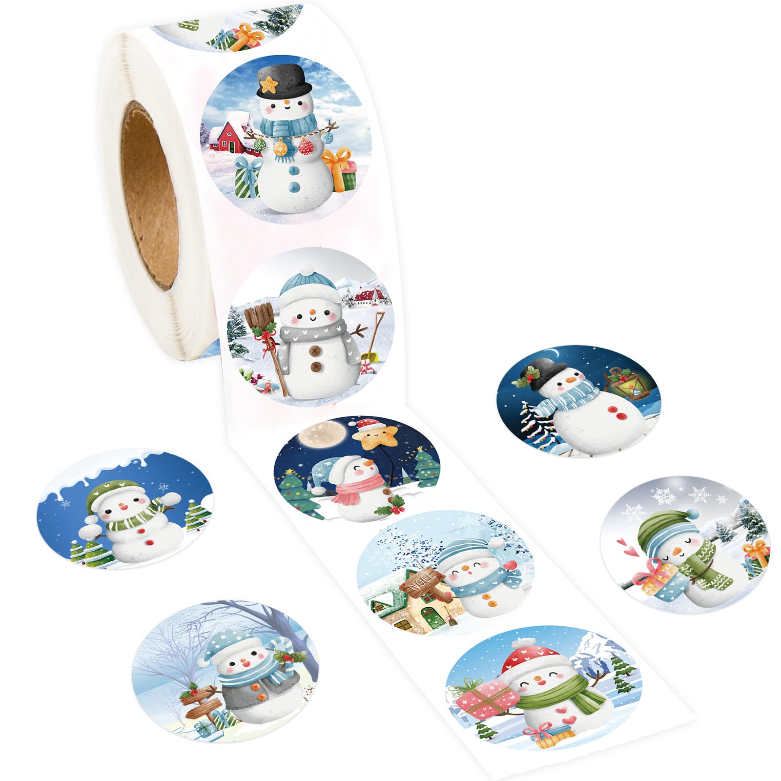 Amazon.com: 500Pcs Snowman Stickers for Kids Christmas Sticker Roll ...