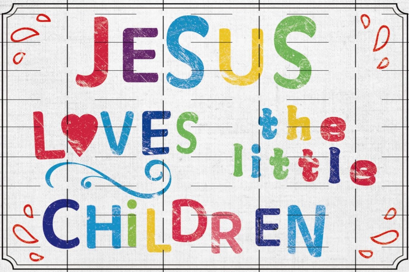 Amazon.com: Metal Tin Sign Jesus Loves The Little Children Bible Verses ...