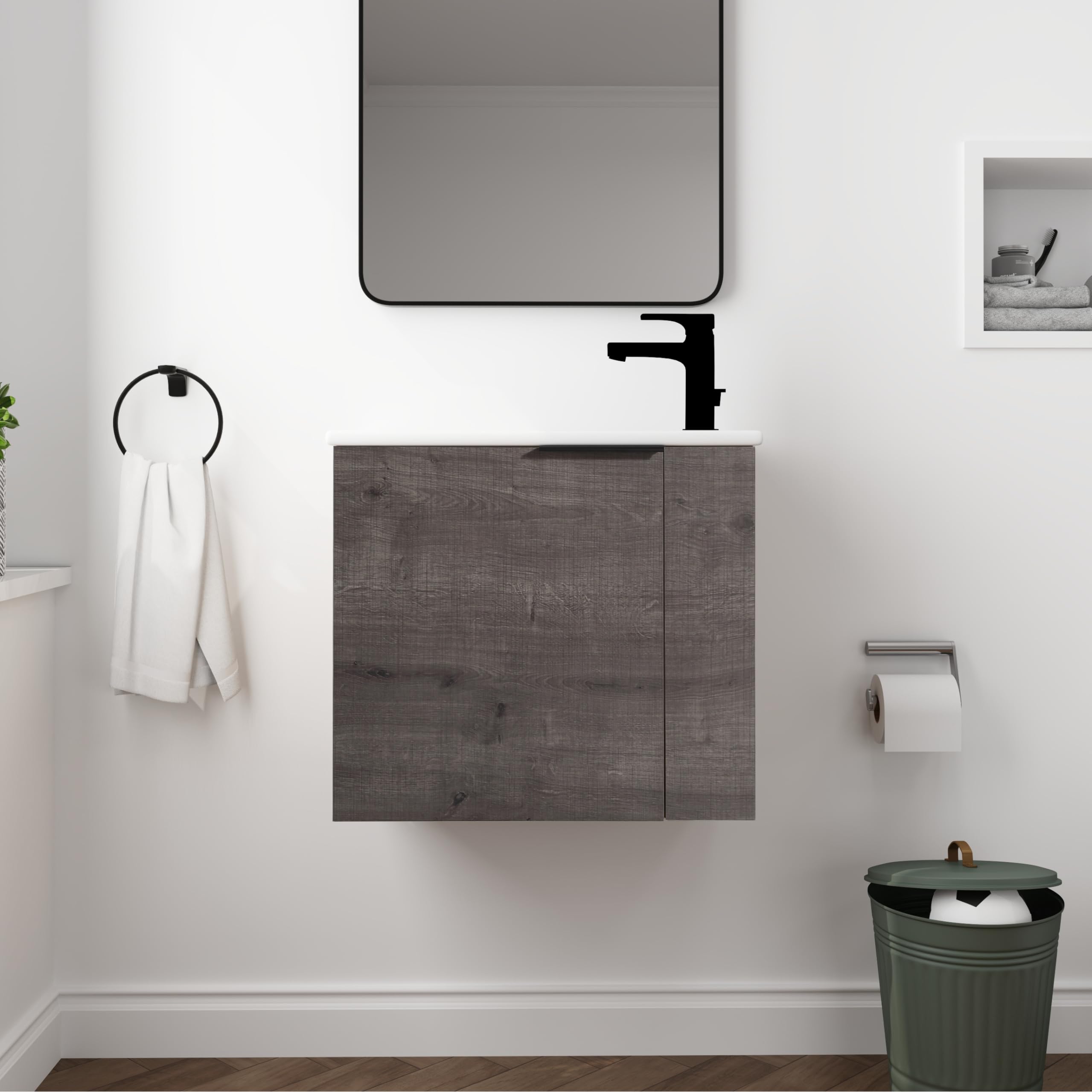 Amazon.com: 22" Bathroom Vanity with Sink, 22 Inch Floating Bathroom ...