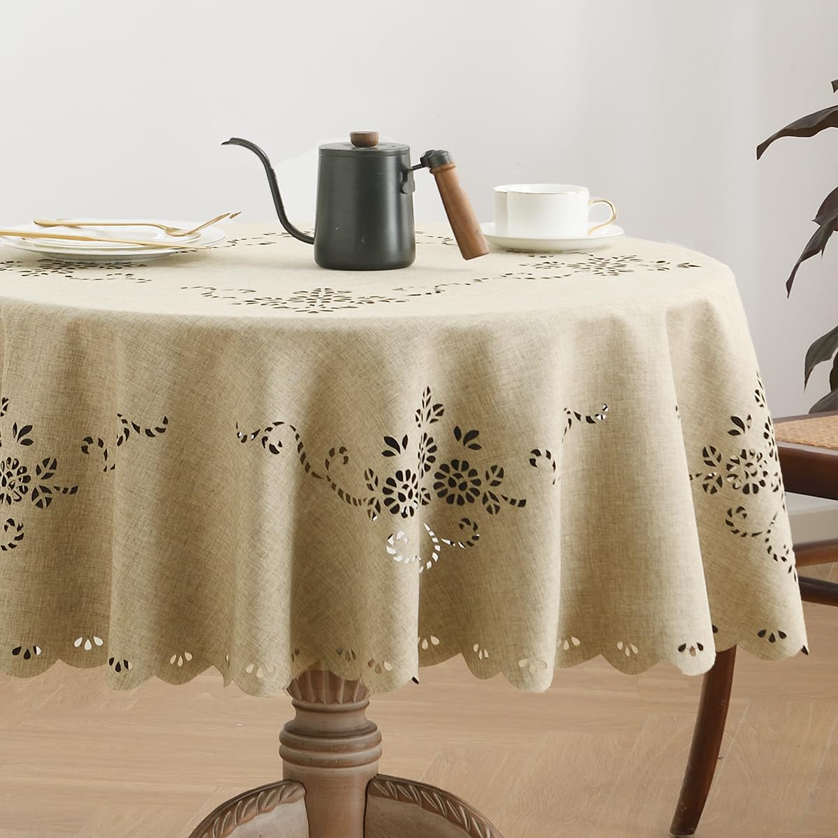 Amazon.com: Wracra Macrame Waterproof Table Cloth, Farmhouse Linen ...