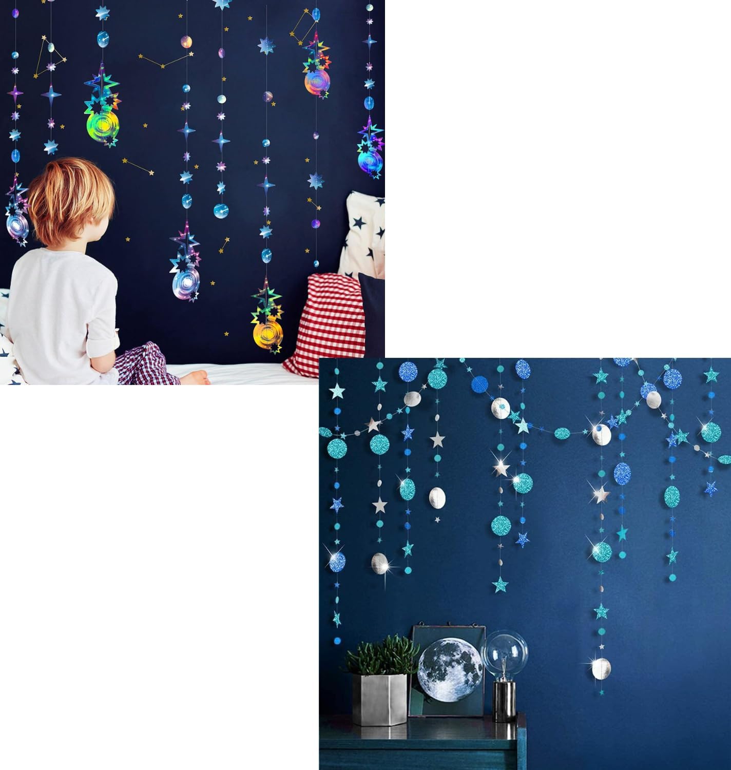 Amazon.com: Decor365 Iridescent Star Garlands Galaxy Hanging Streamer ...