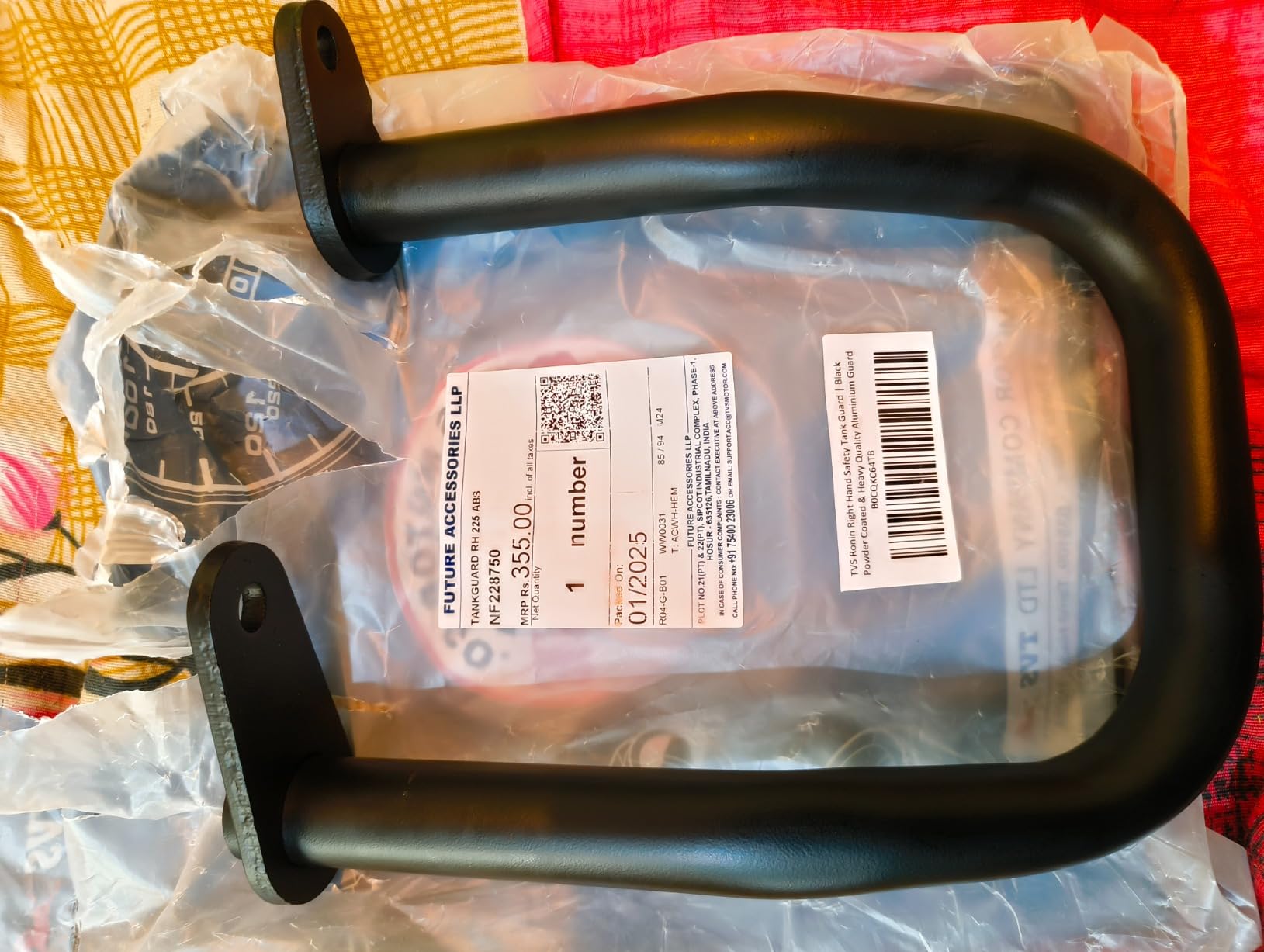 TVS Ronin Right Hand Safety Tank Guard | Black Powder Coated & Heavy ...