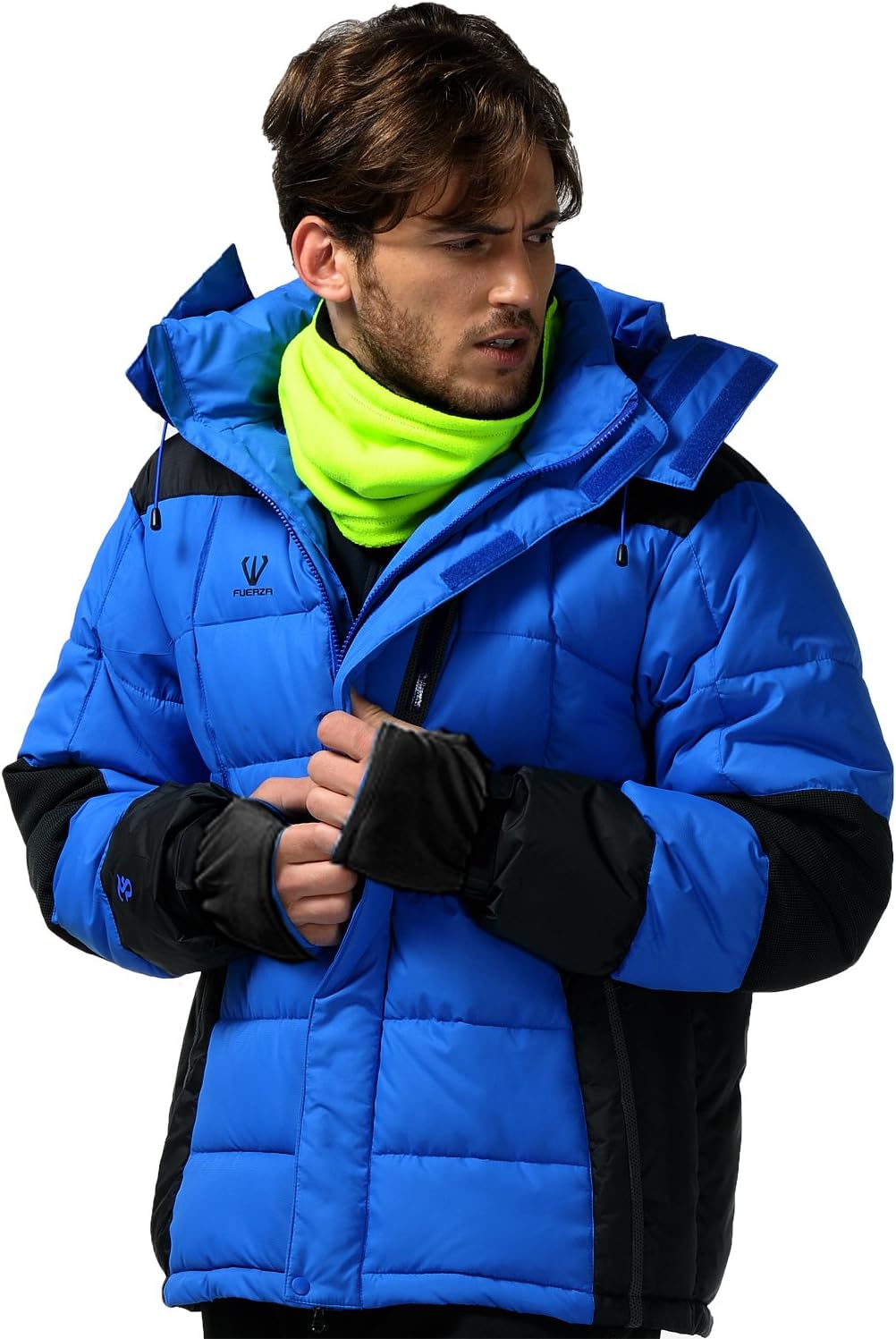 Fuerza Mens Winter Special Down Wellon Hooded Parka Jacket Coat Blue ...