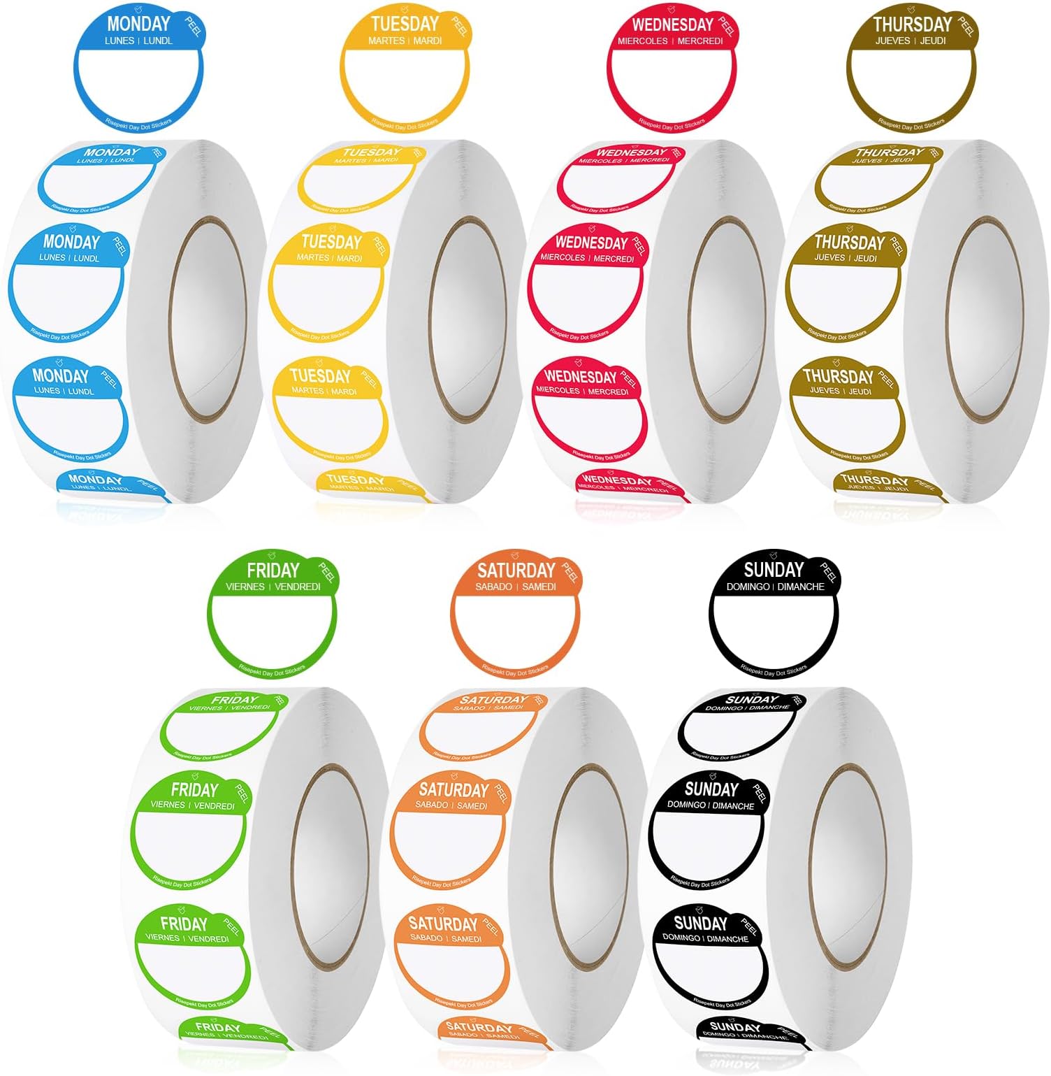 Amazon.com : 7000 Pcs 1 Inch Risepekt Removable Day of The Week Labels ...