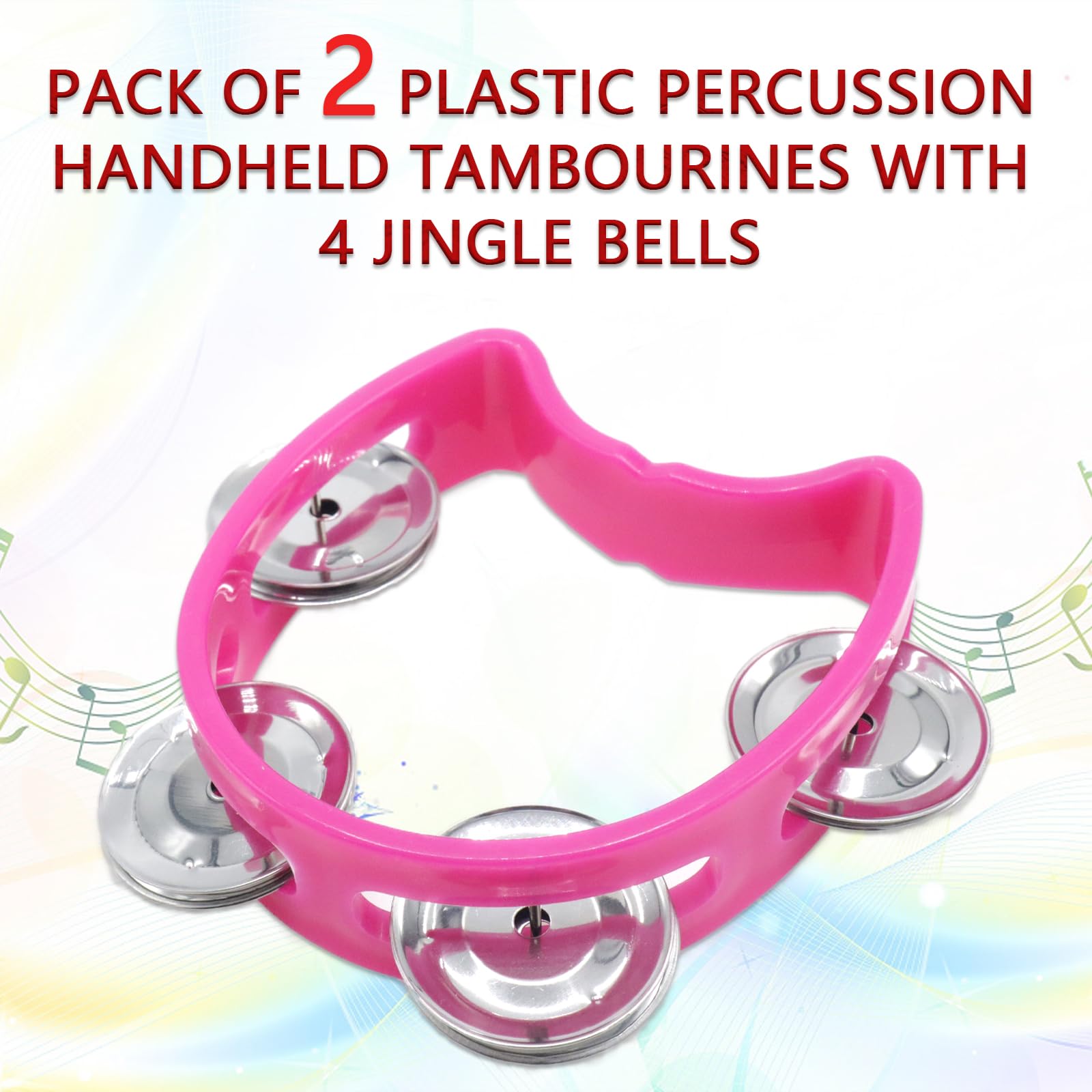 Snapklik.com : Cheerock 2-Pack Plastic Percussion Handheld Tambourines