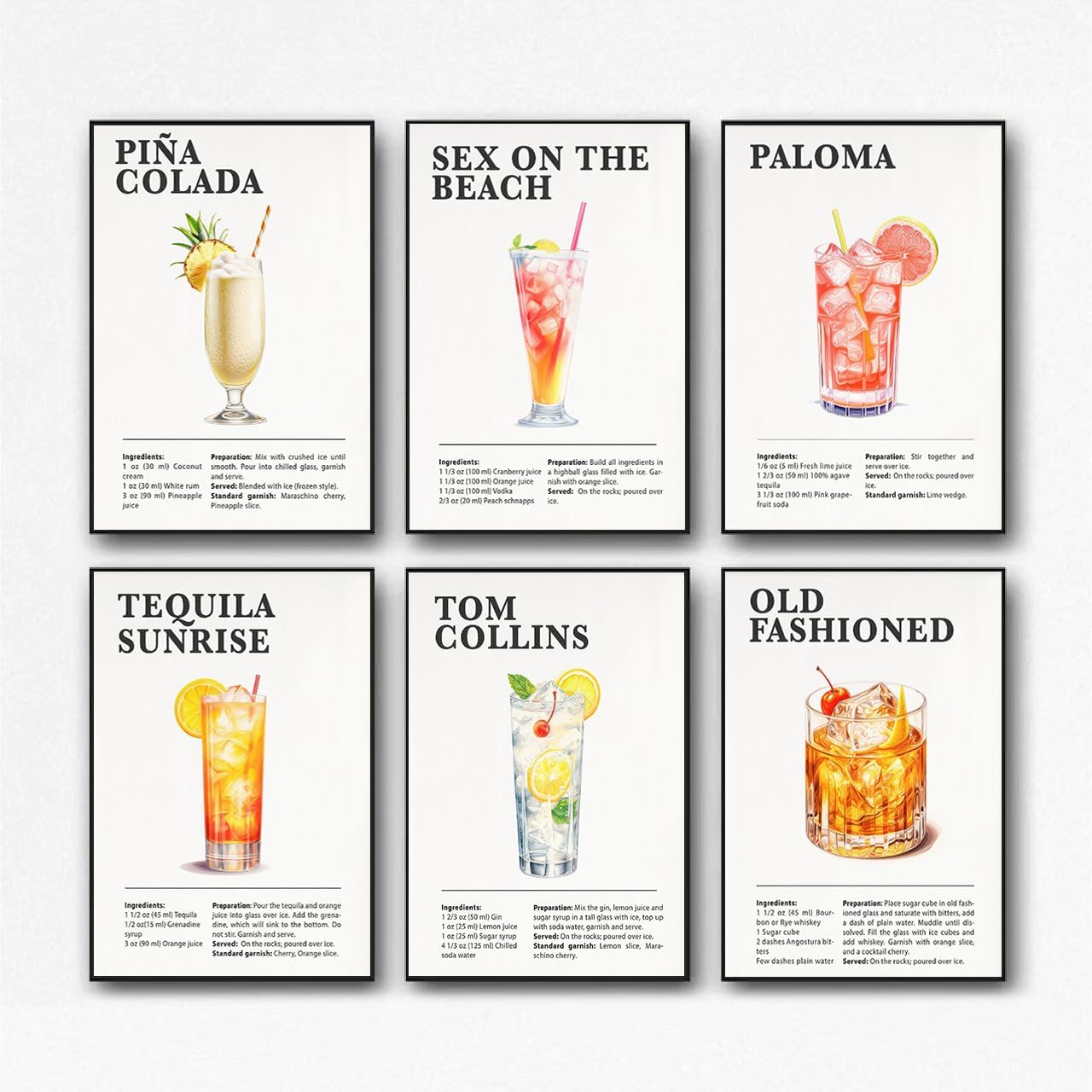 Amazon.com: Erwyn Cocktail Poster Retro Vintage Cocktail Wine Wall Art ...