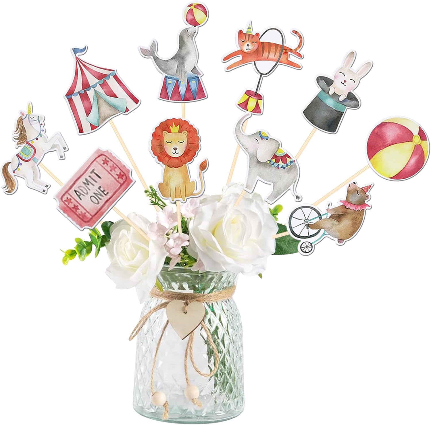 Amazon.com: 20 PCS Circus Centerpiece Sticks Vintage Circus Animals ...