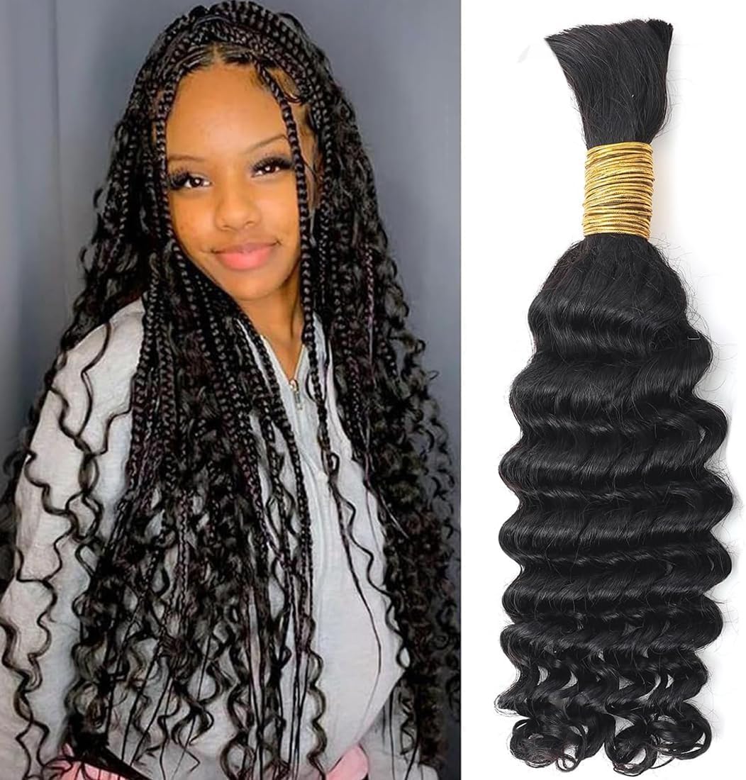 Amazon.com : Lizourey Brazilian Deep Wave Human Hair Bulk for Braiding ...